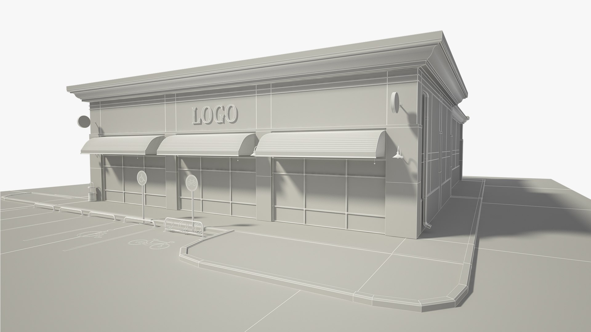 3D Retail Store Building - TurboSquid 1970535