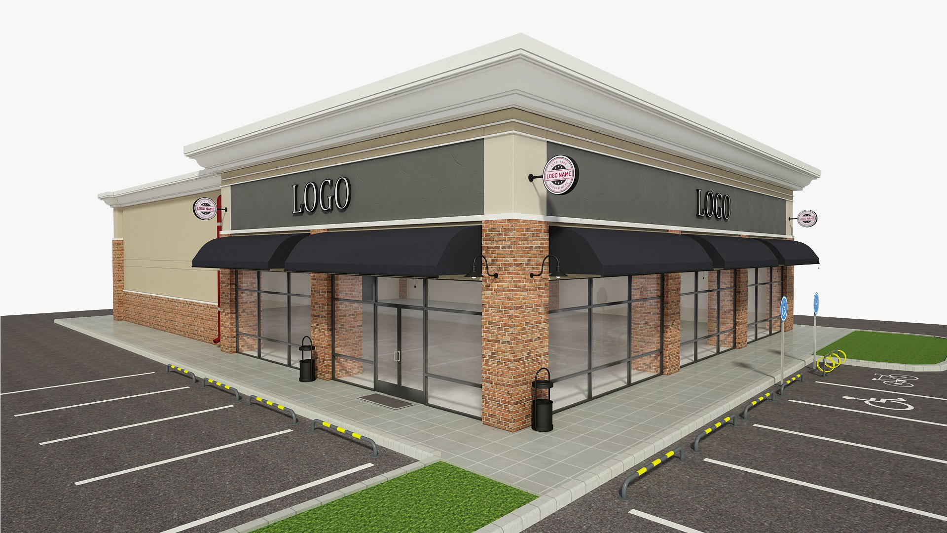 3D Retail Store Building - TurboSquid 1970535