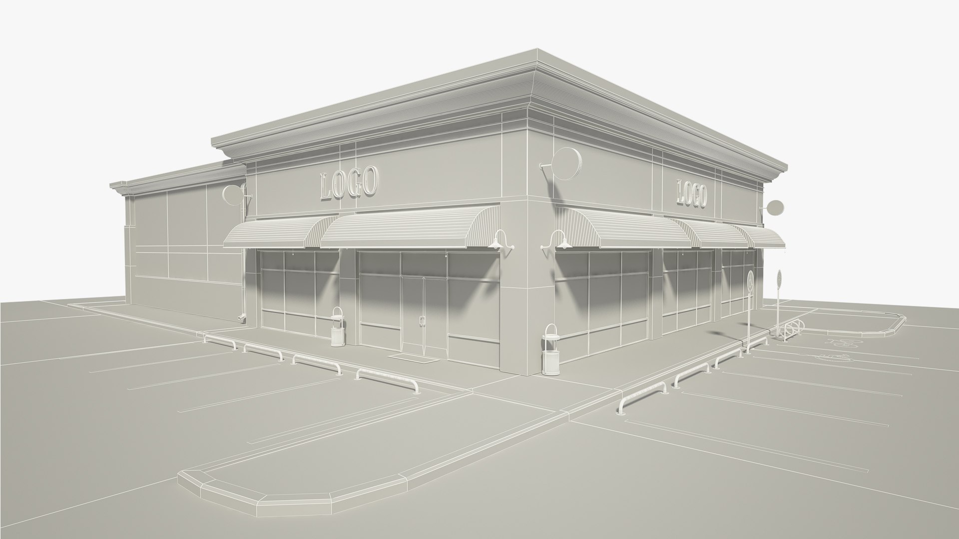 3D Retail Store Building - TurboSquid 1970535