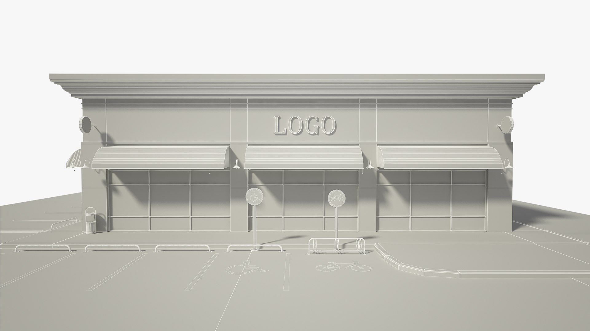 3D Retail Store Building - TurboSquid 1970535