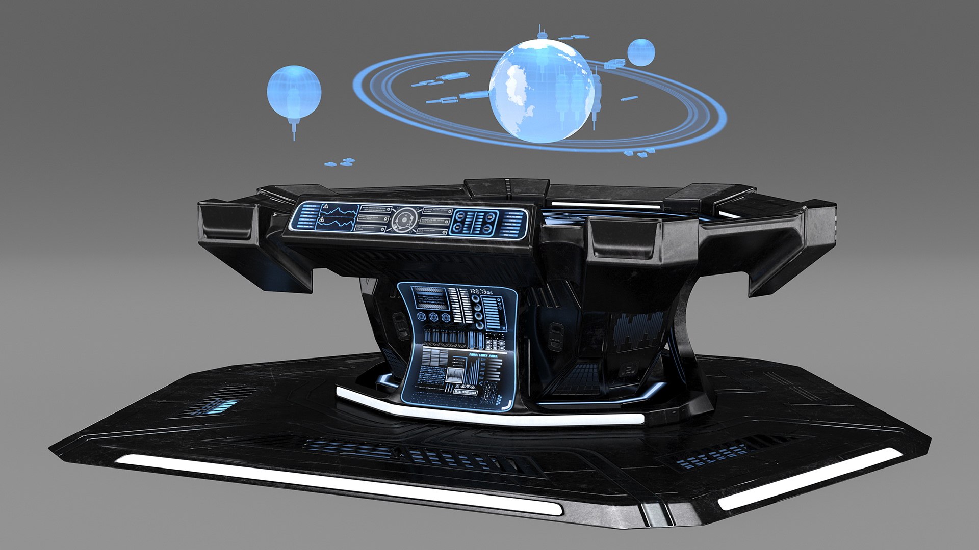 3D Black Sci-fi Command Center Table - TurboSquid 2123589