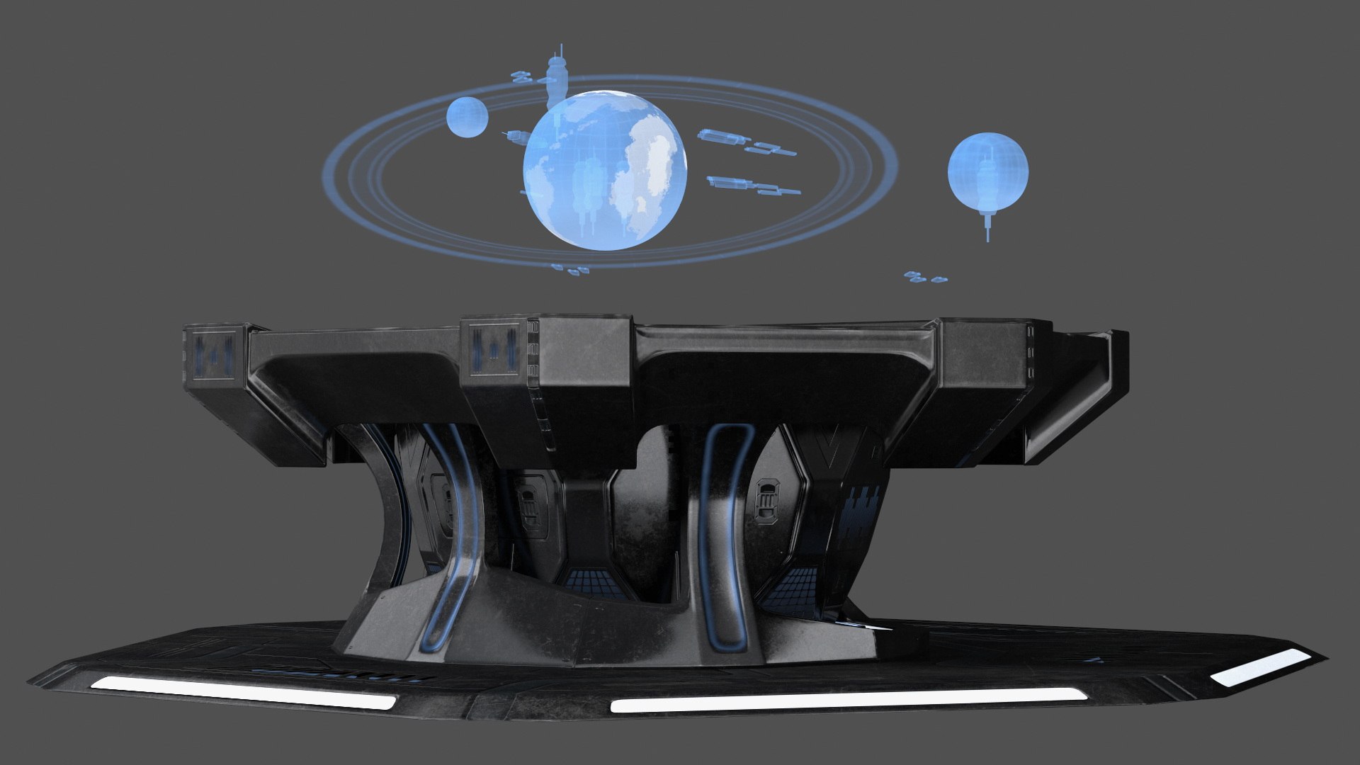 3D Black Sci-fi Command Center Table - TurboSquid 2123589