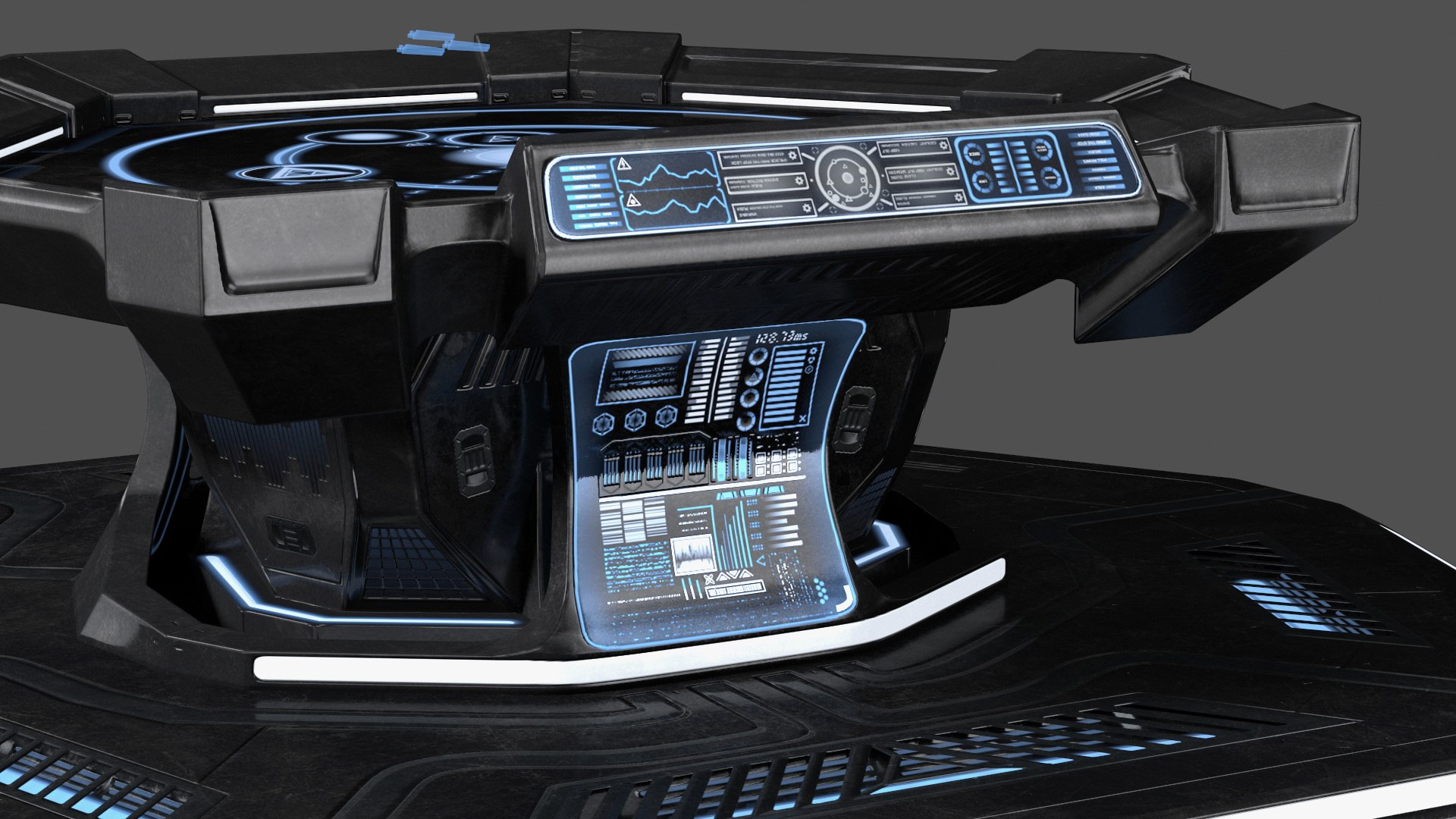 3D Black Sci-fi Command Center Table - TurboSquid 2123589