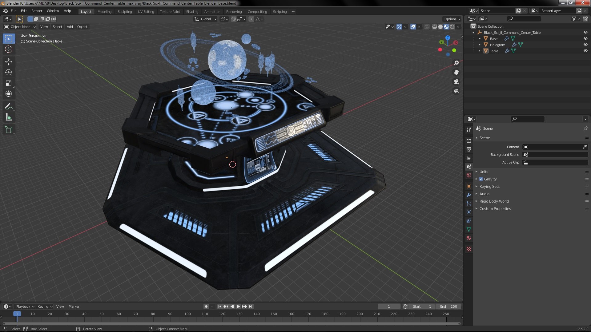 3D Black Sci-fi Command Center Table - TurboSquid 2123589
