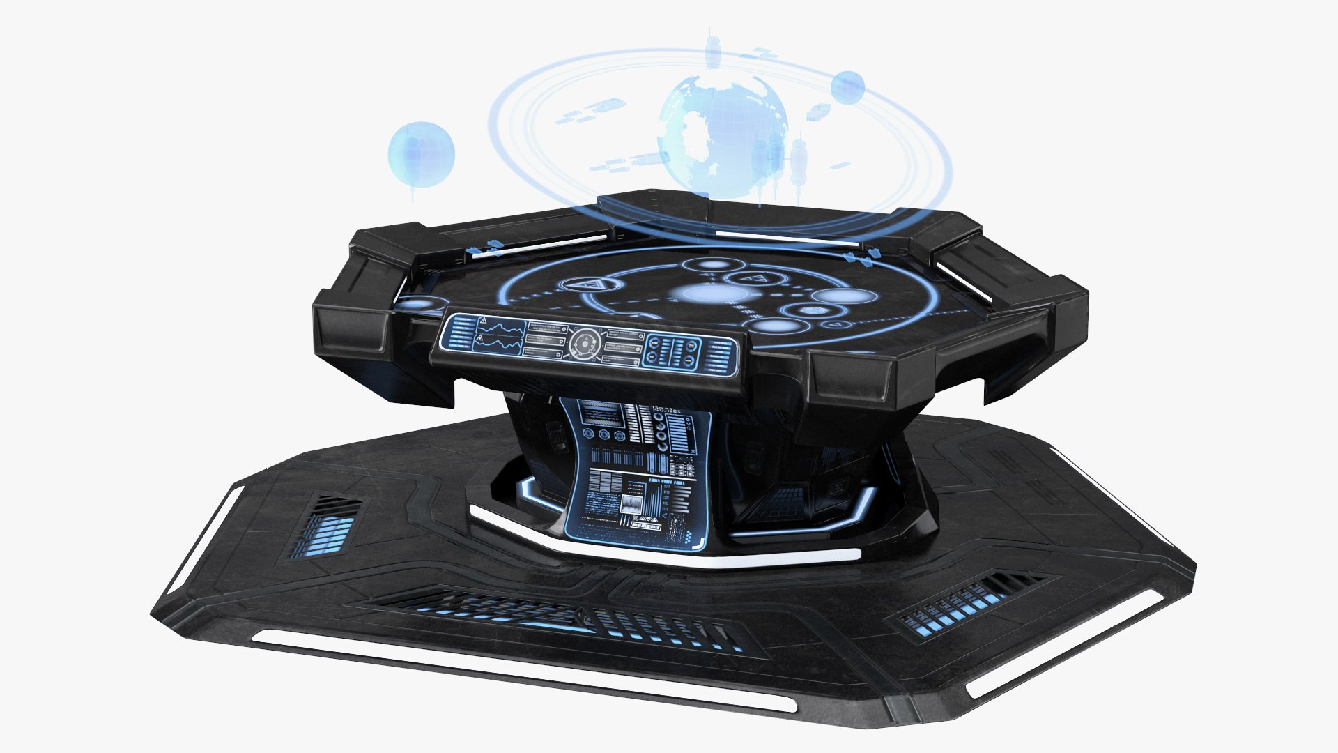 3D Black Sci-fi Command Center Table - TurboSquid 2123589