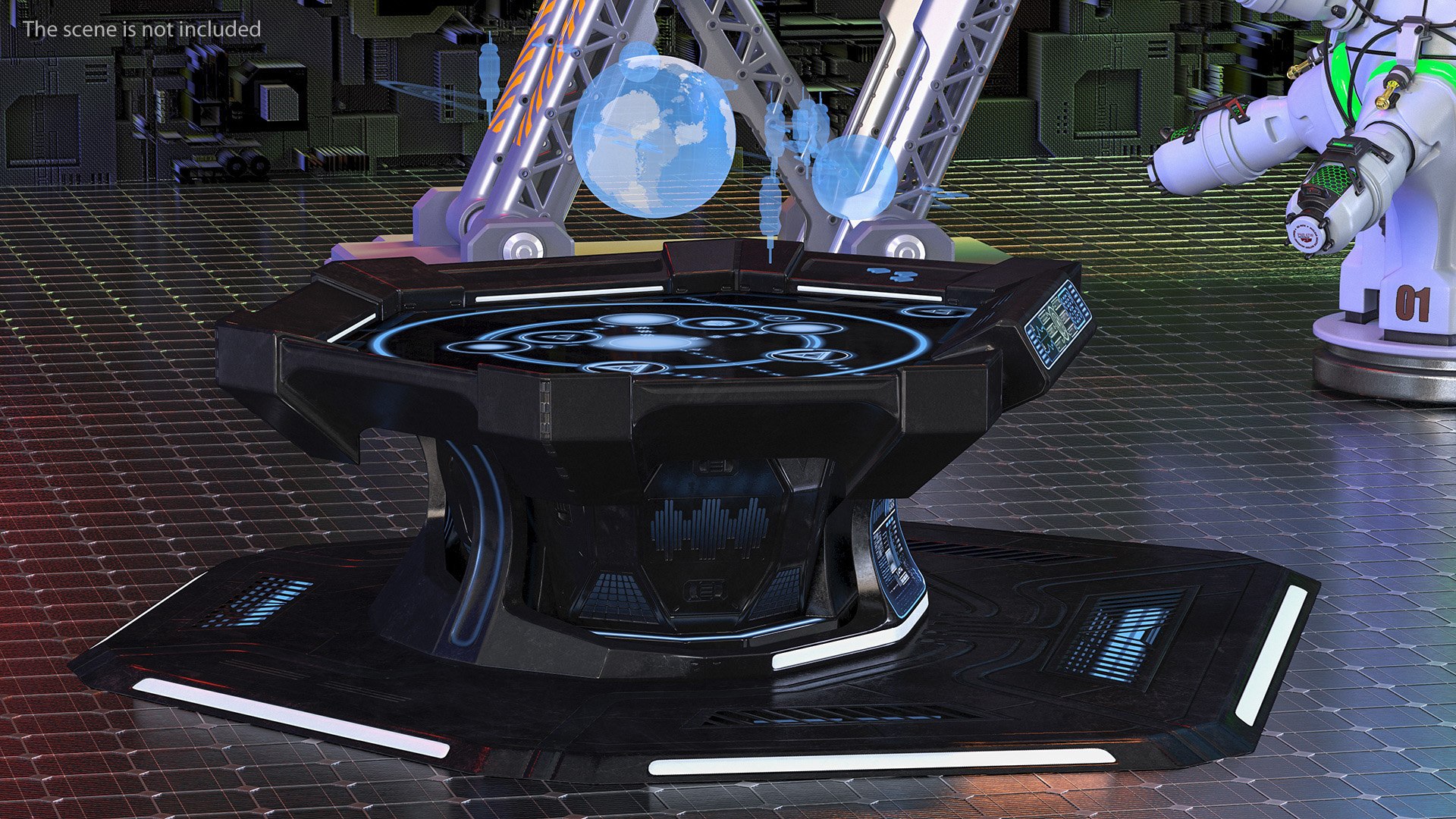 3D Black Sci-fi Command Center Table - TurboSquid 2123589