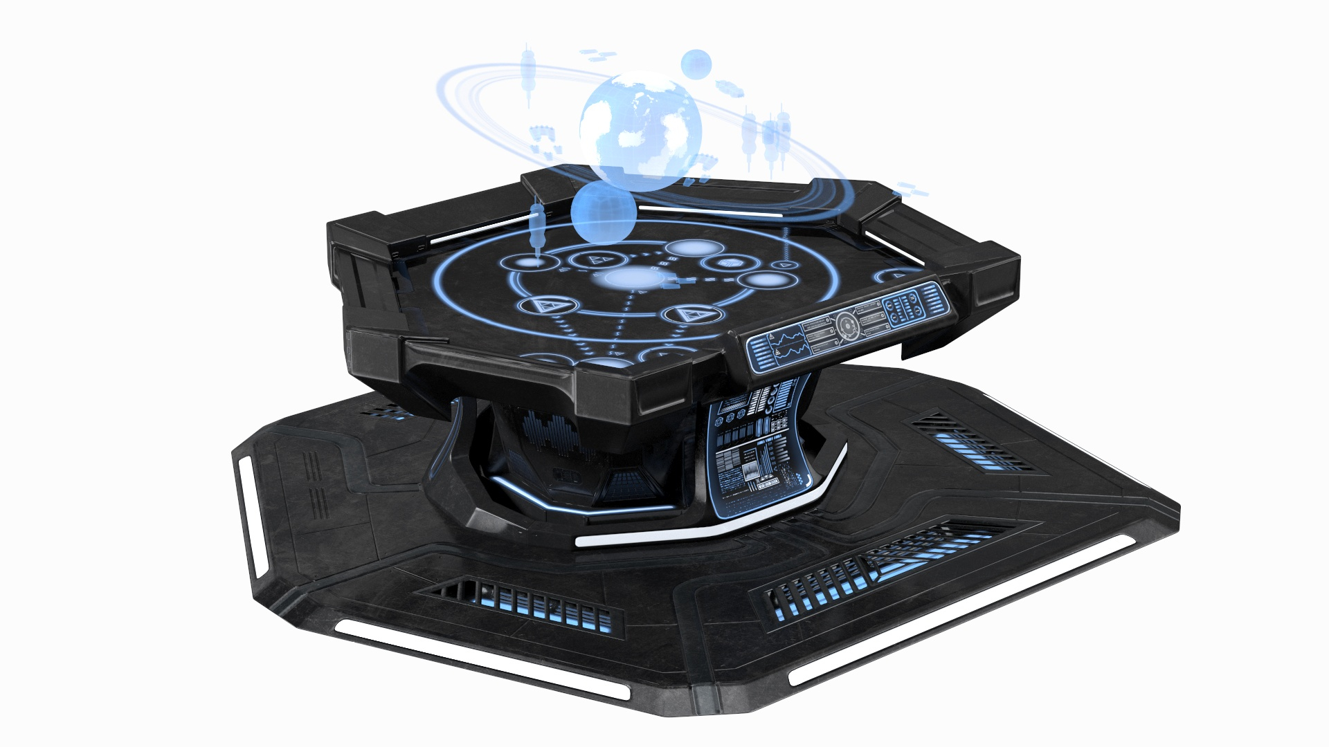 3D Black Sci-fi Command Center Table - TurboSquid 2123589