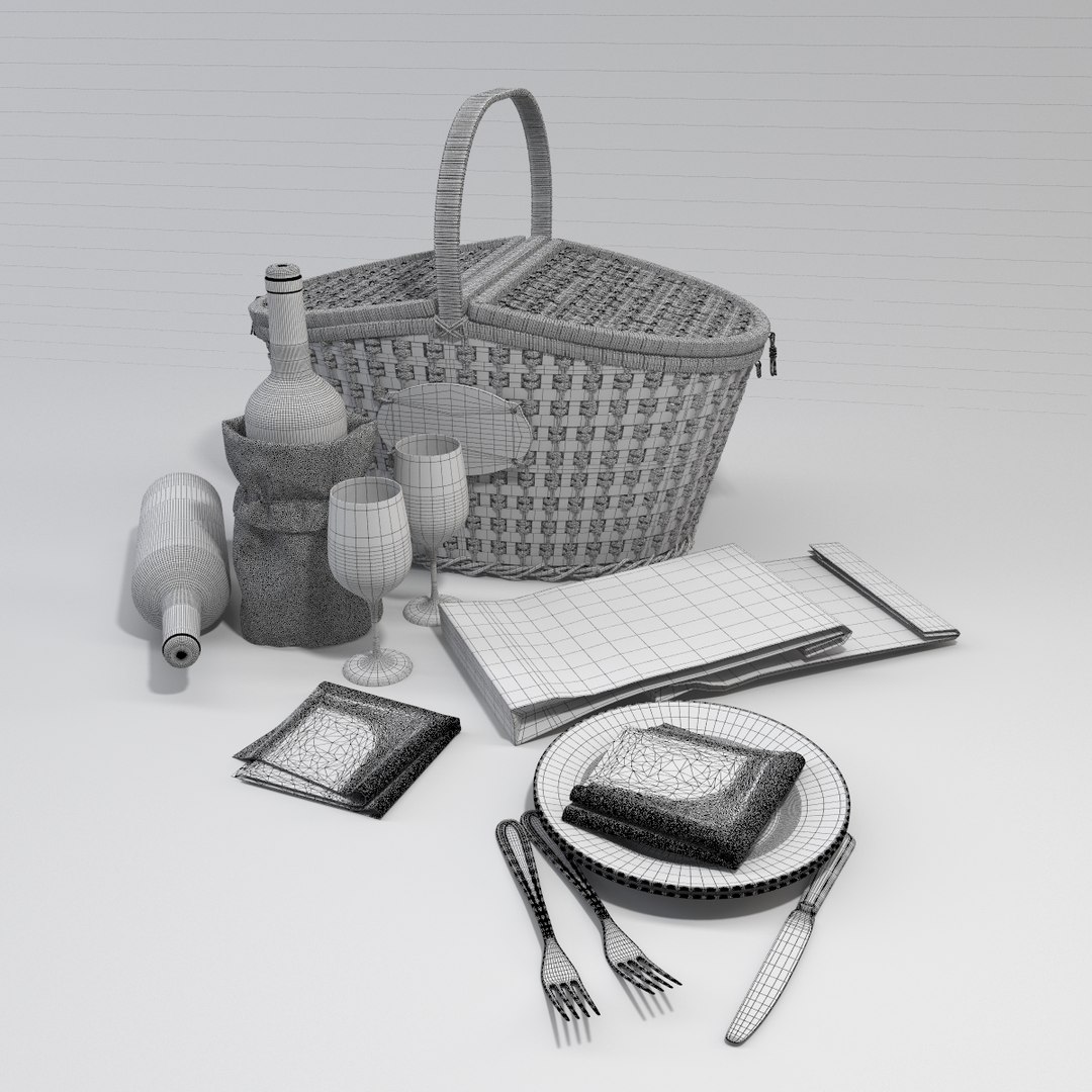 3d Realistic Picnic Basket Model