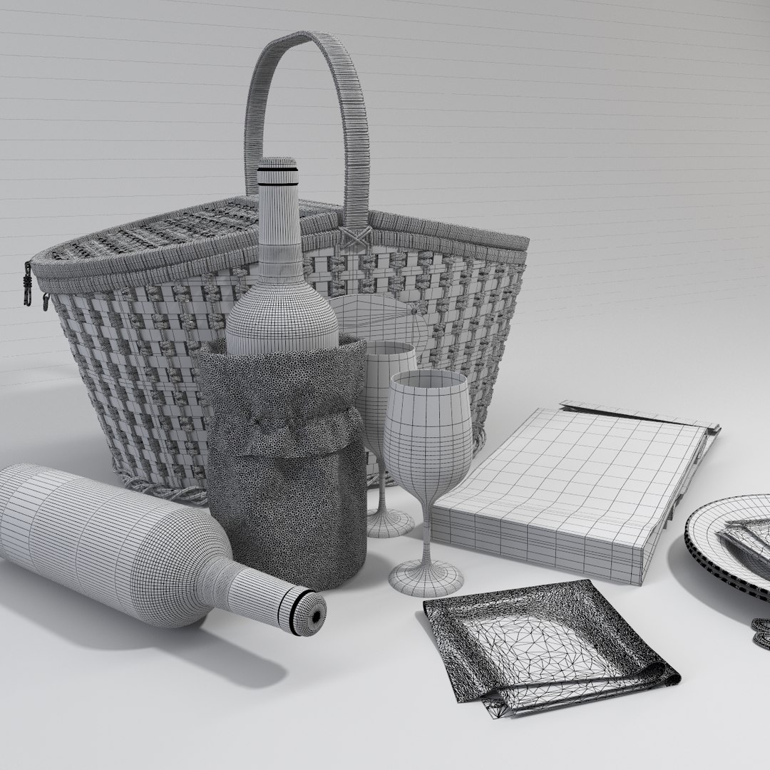 3d Realistic Picnic Basket Model