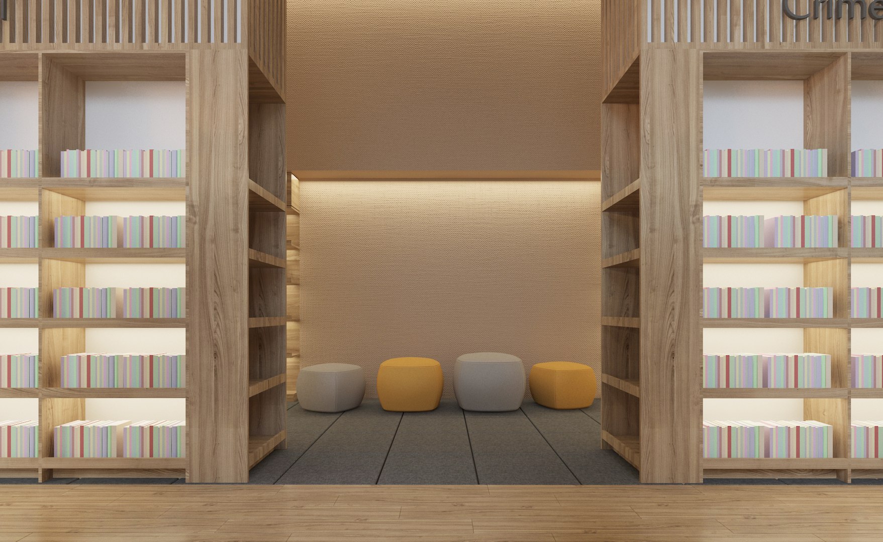 Store Cafe Interior Books 3D Model - TurboSquid 1622348