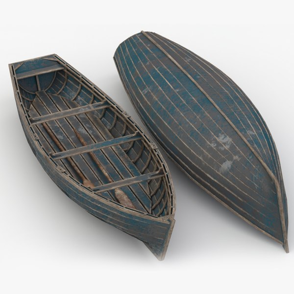 3D 4K Texture Old Row Painted Boat model - TurboSquid 2015097