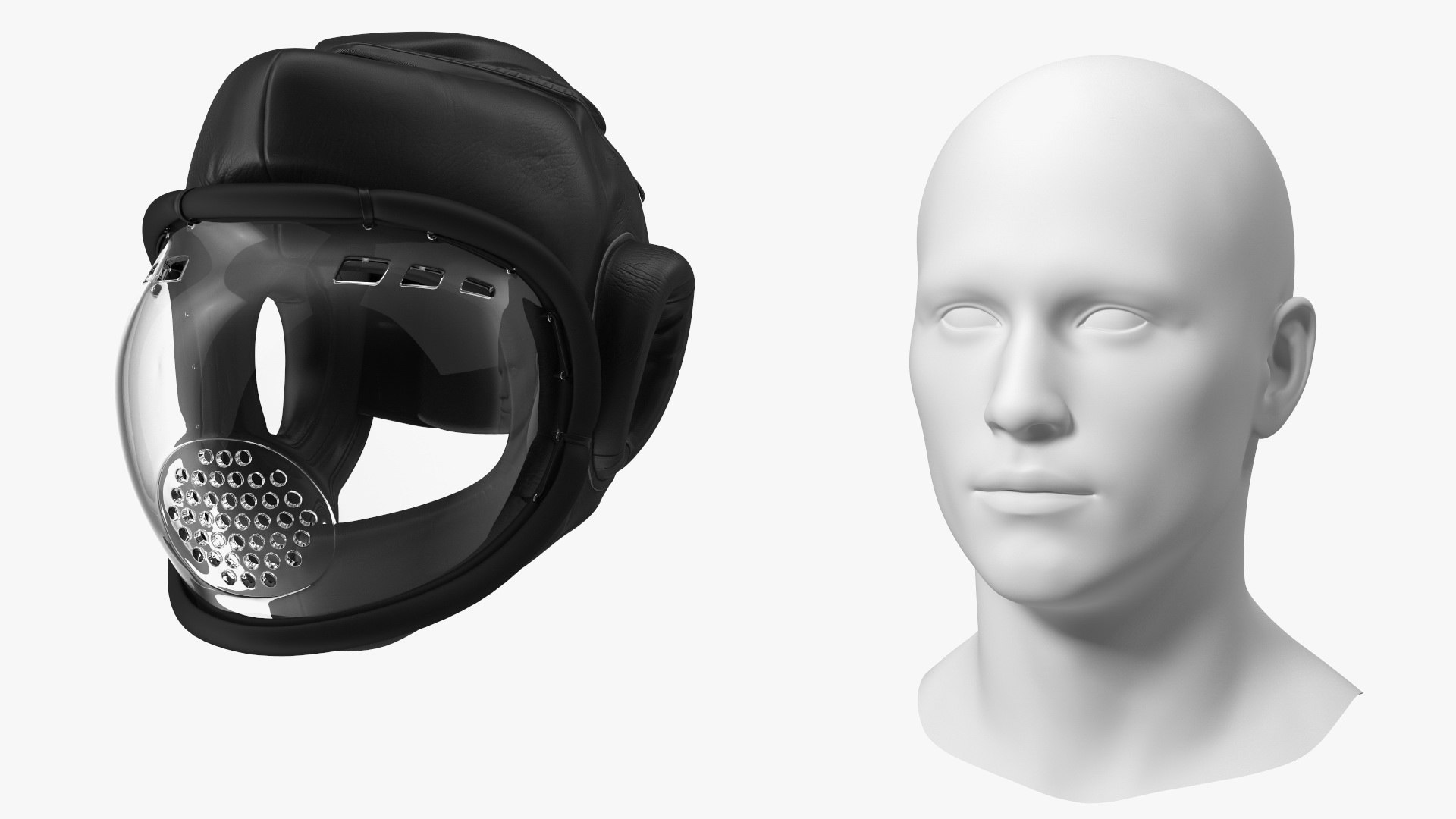 3D Kudo Helmet Playwell Black On Mannequin Head - TurboSquid 2188900