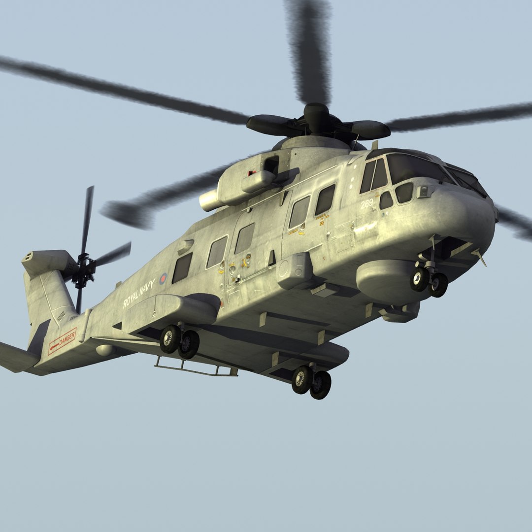 T45 Class Destroyer Merlin Helicopter 3d Lwo