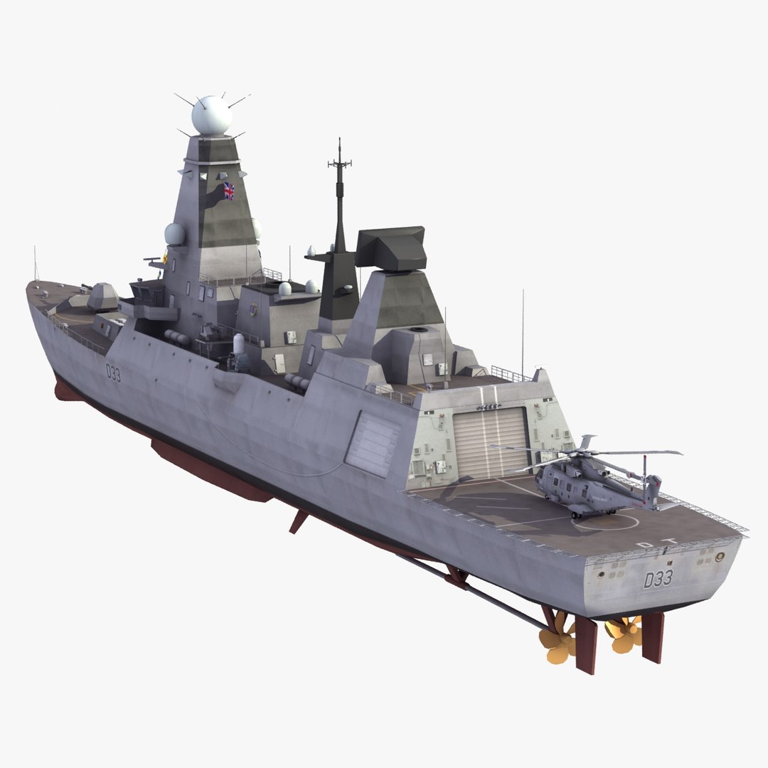 T45 Class Destroyer Merlin Helicopter 3d Lwo