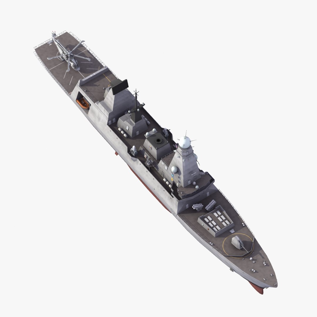 T45 Class Destroyer Merlin Helicopter 3d Lwo