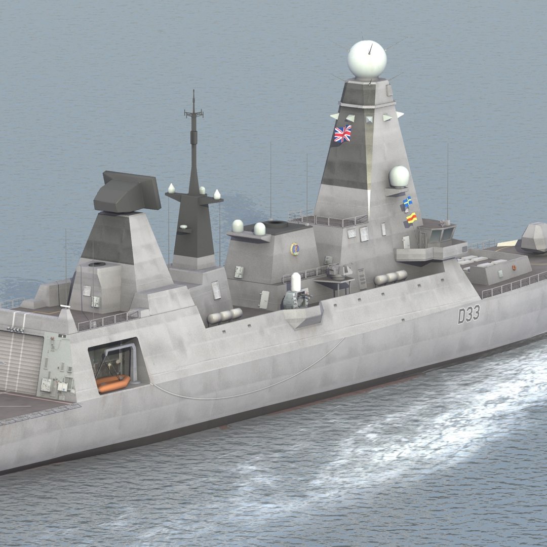 T45 Class Destroyer Merlin Helicopter 3d Lwo