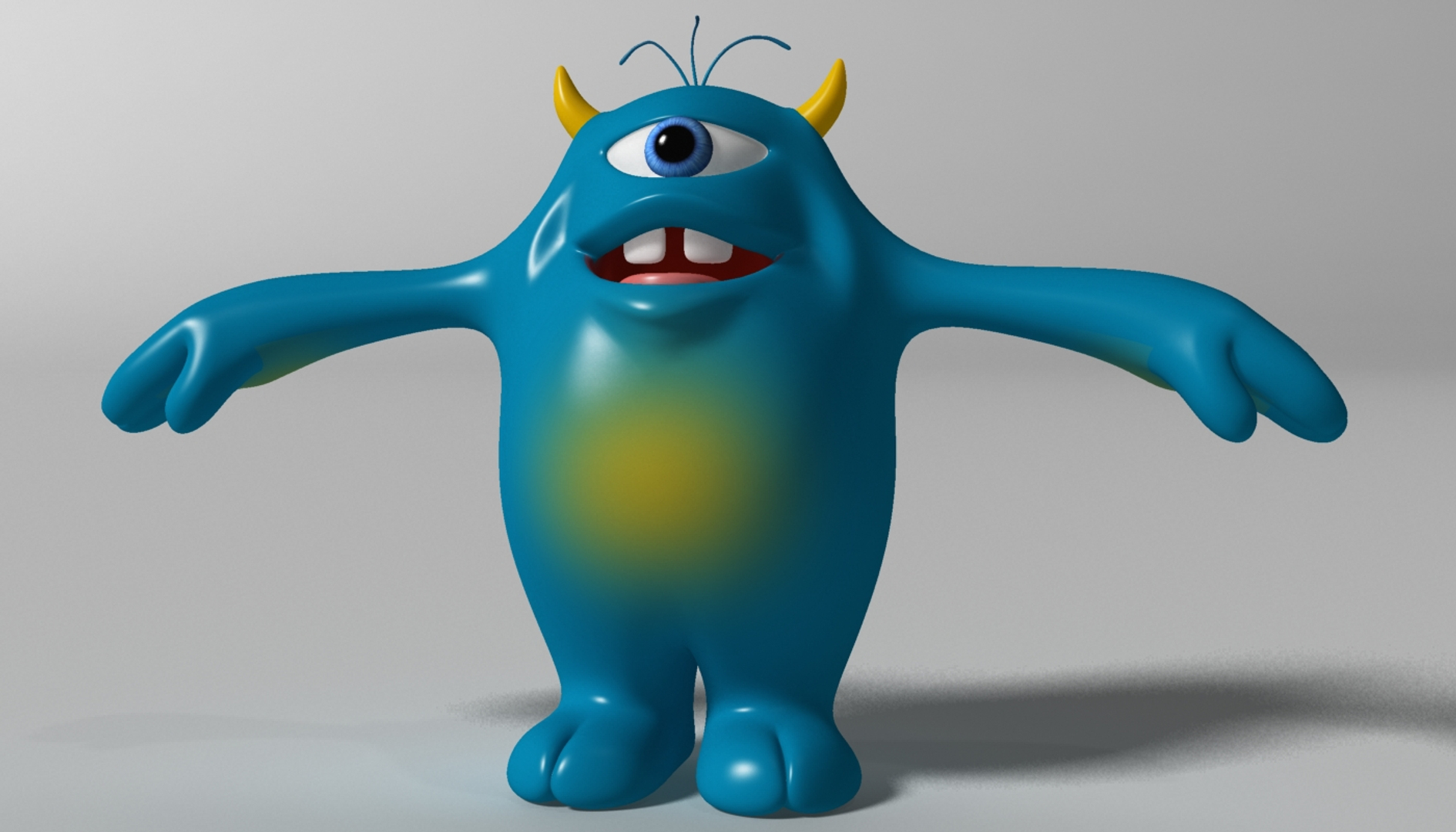 Cute Blue Monster Rigged 3D Model - TurboSquid 1604865
