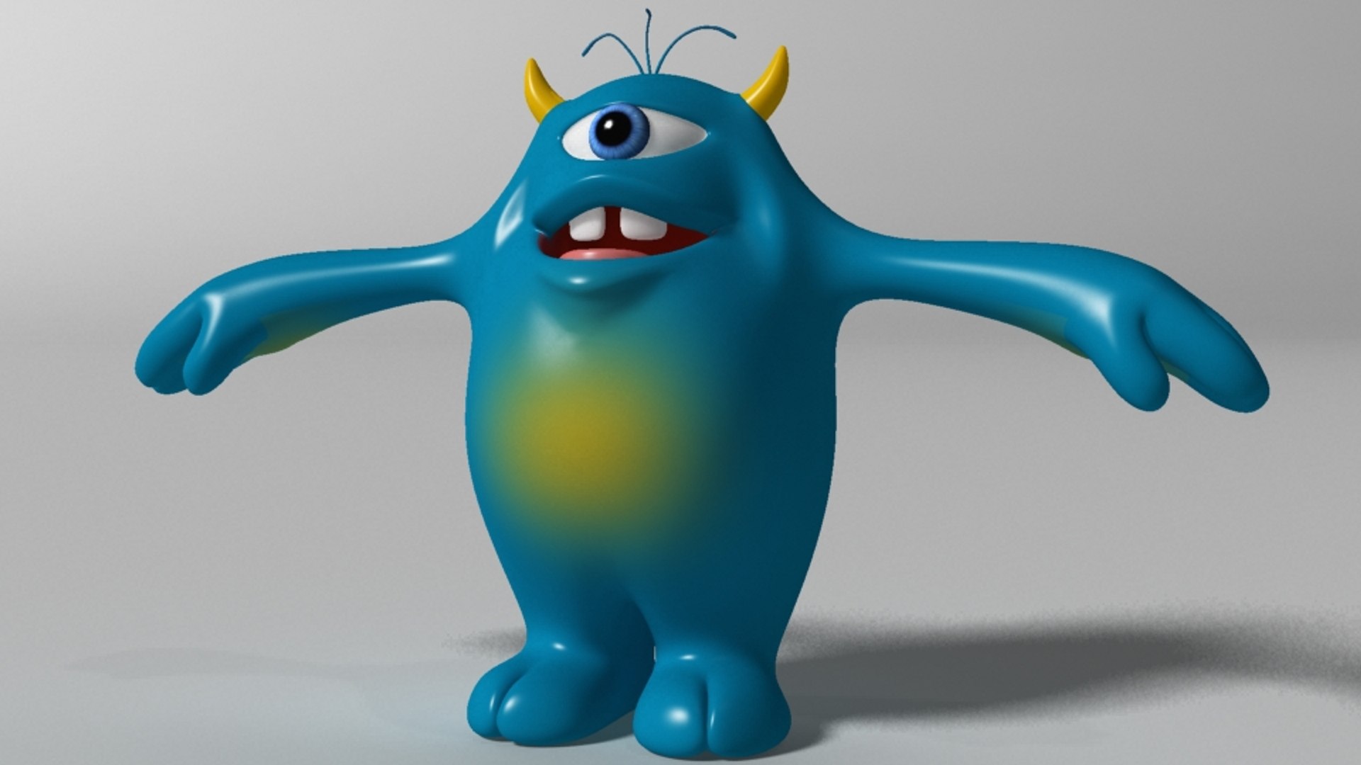 Cute Blue Monster Rigged 3D Model - TurboSquid 1604865