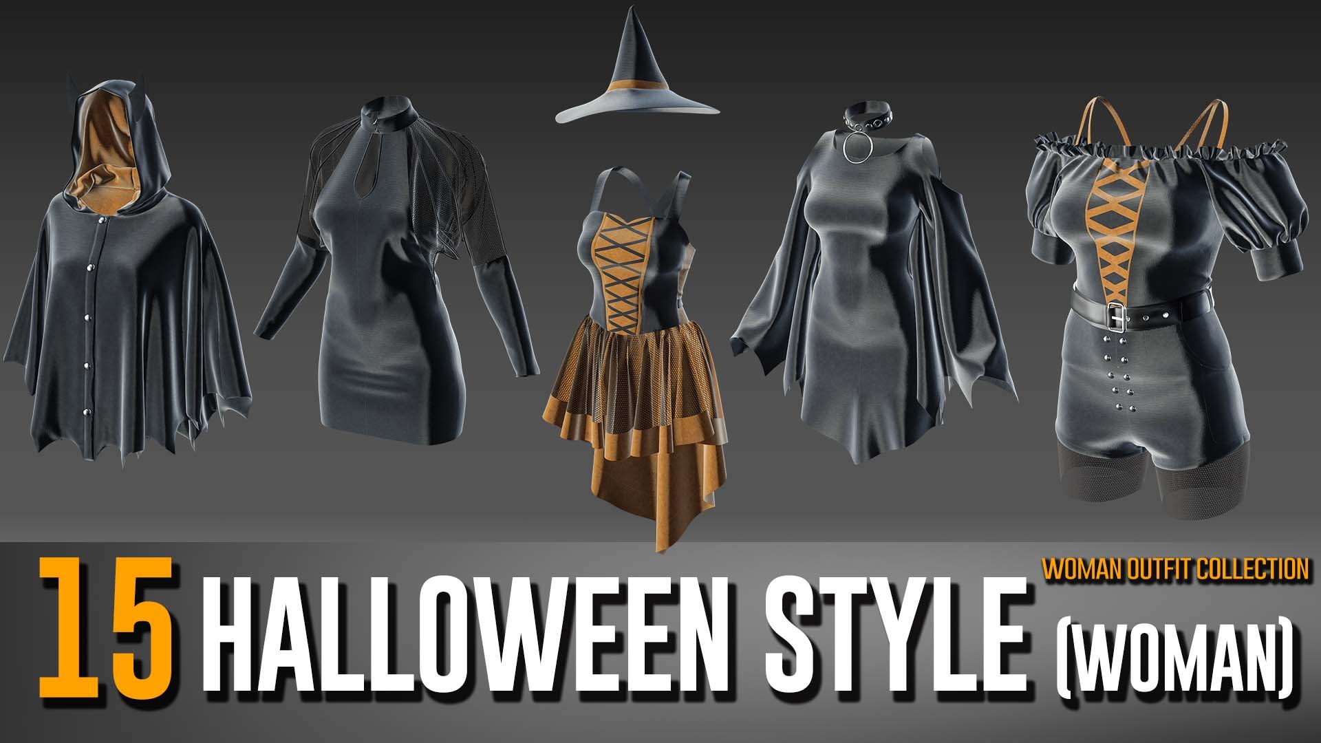 15 Woman Halloween Style Wear Collection- VOL 22 3D Model - TurboSquid ...