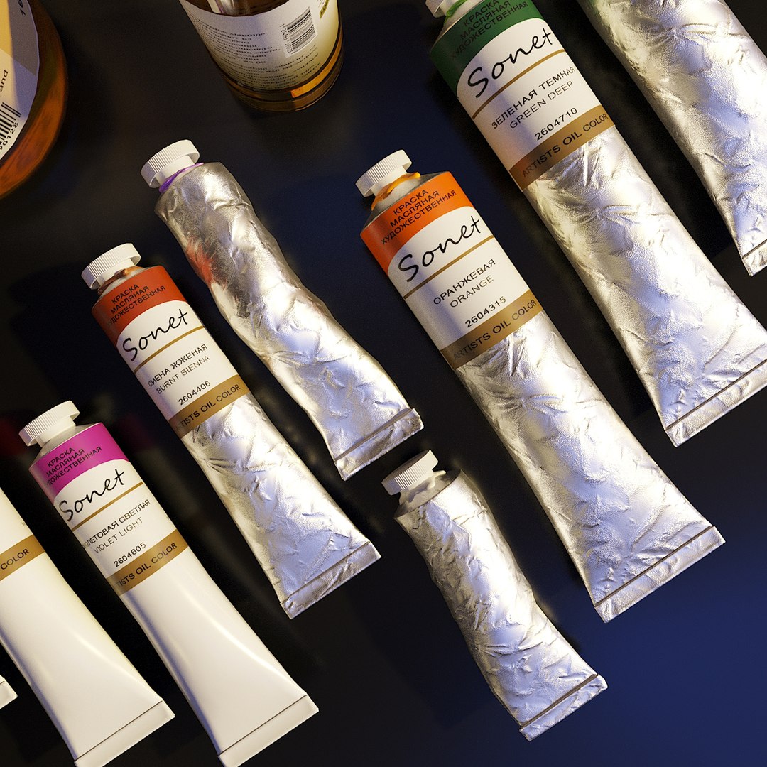 Artist studio oils set 3D model - TurboSquid 1651404