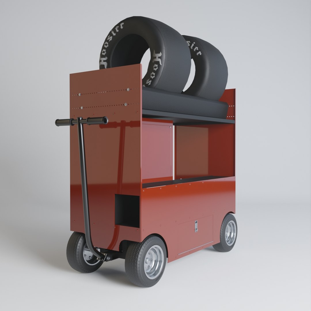 Tire Rack Cart With Drawers PBR Model - TurboSquid 1979173