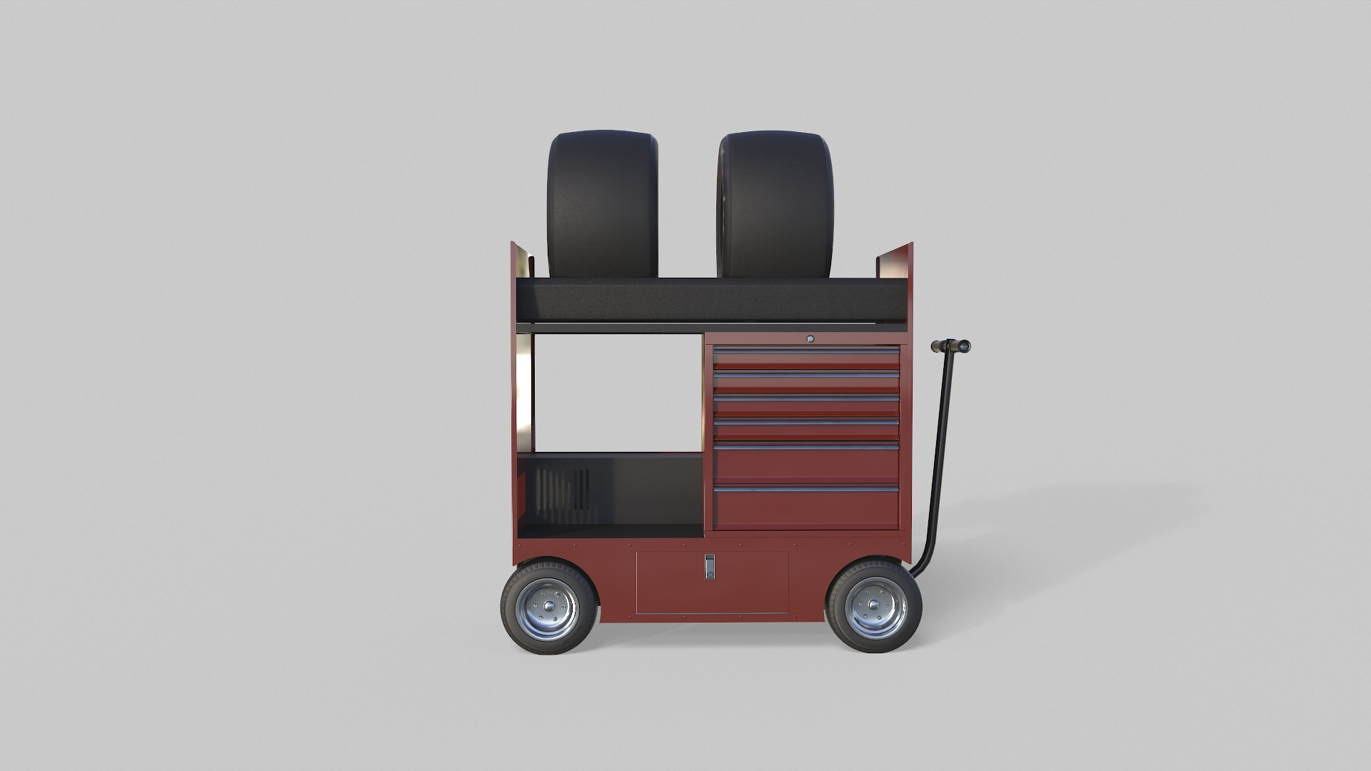 Tire Rack Cart With Drawers PBR Model - TurboSquid 1979173