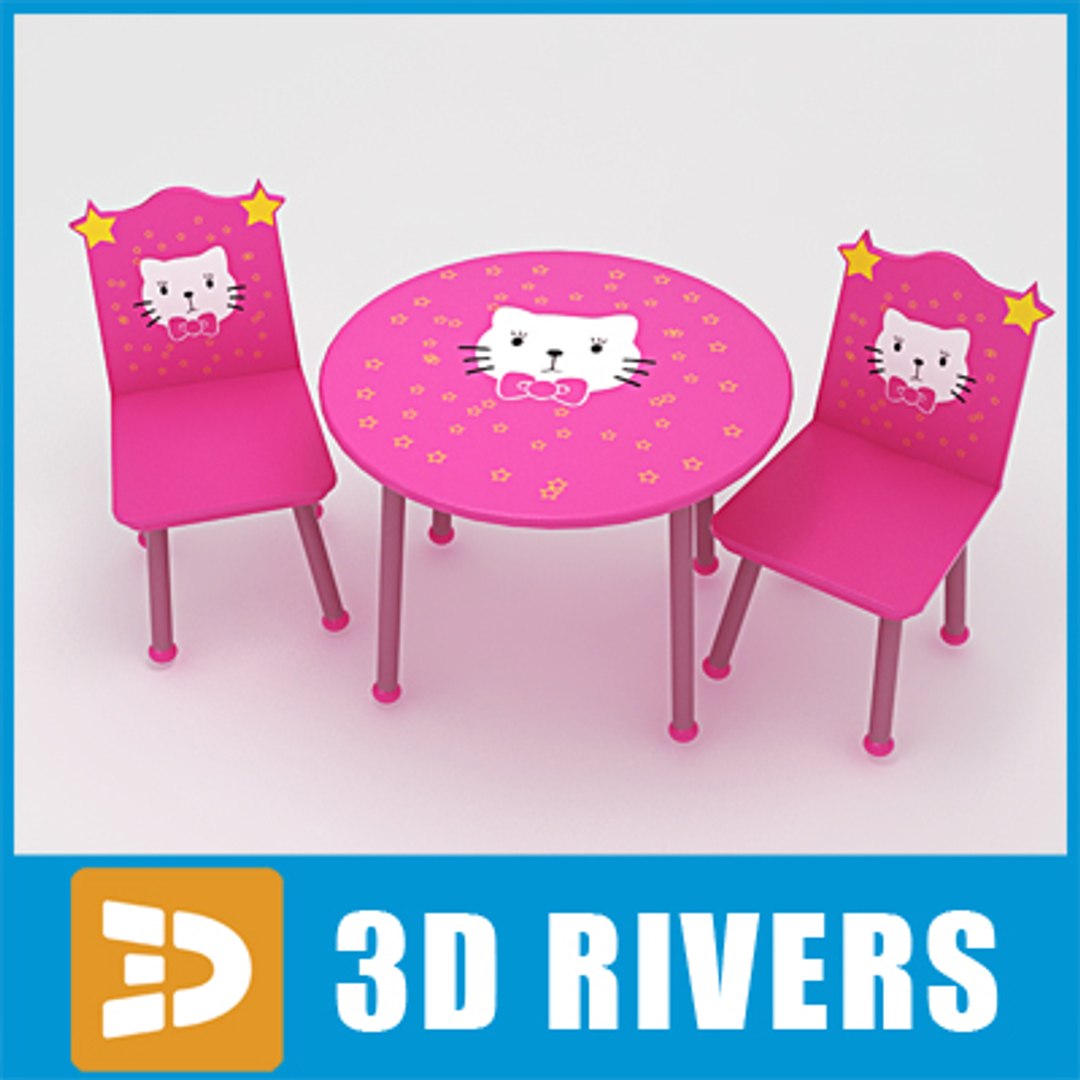 3d Kids Table Chairs Model