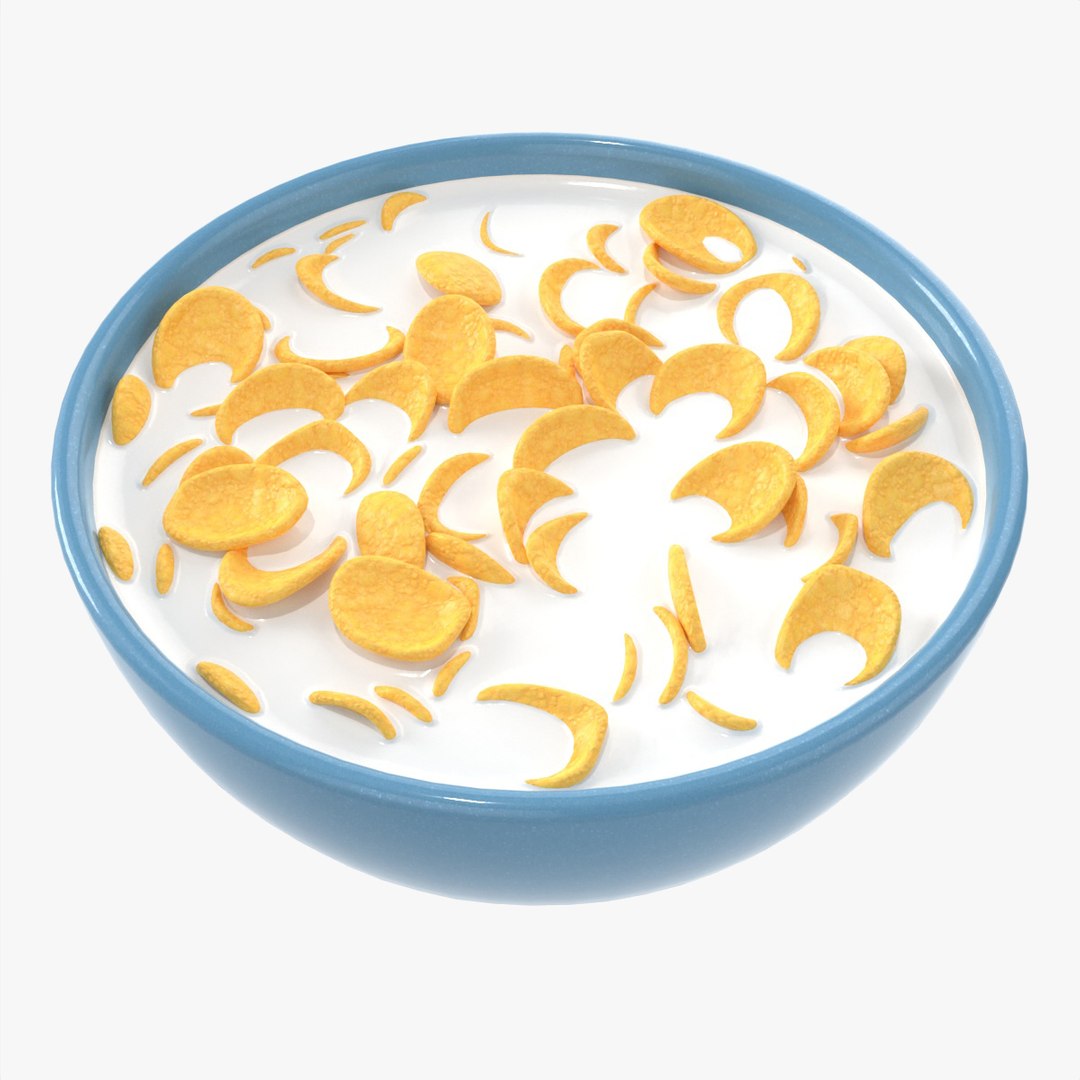 3D Bowl With Cornflakes 02 Model - TurboSquid 1988046