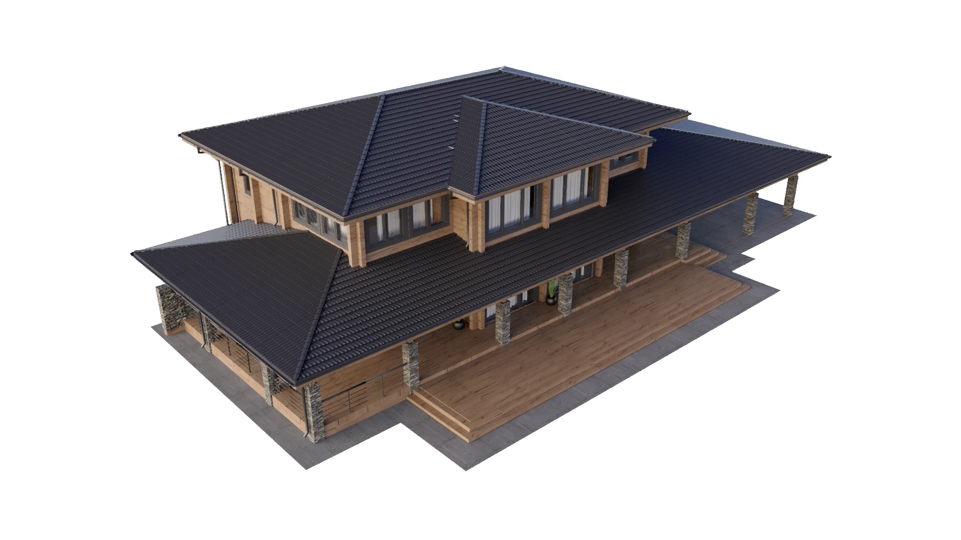 3D Wooden Cottage House 2 model - TurboSquid 2055540