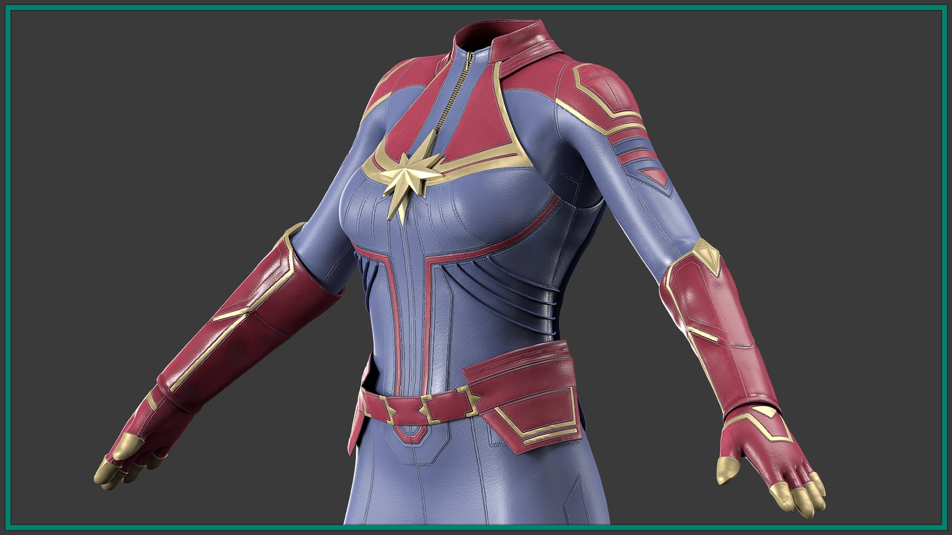3D Captain Marvel Outfit With Texture - TurboSquid 2385216