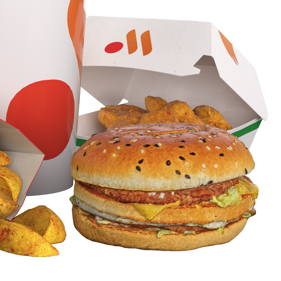 Burger Set Model - TurboSquid 2126515