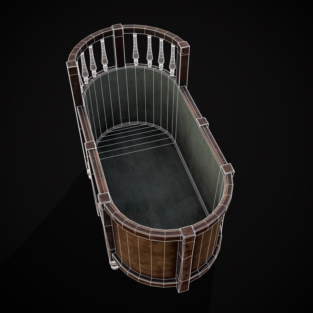 3D Model Rustic Medieval Wood Bathtub - TurboSquid 1988522
