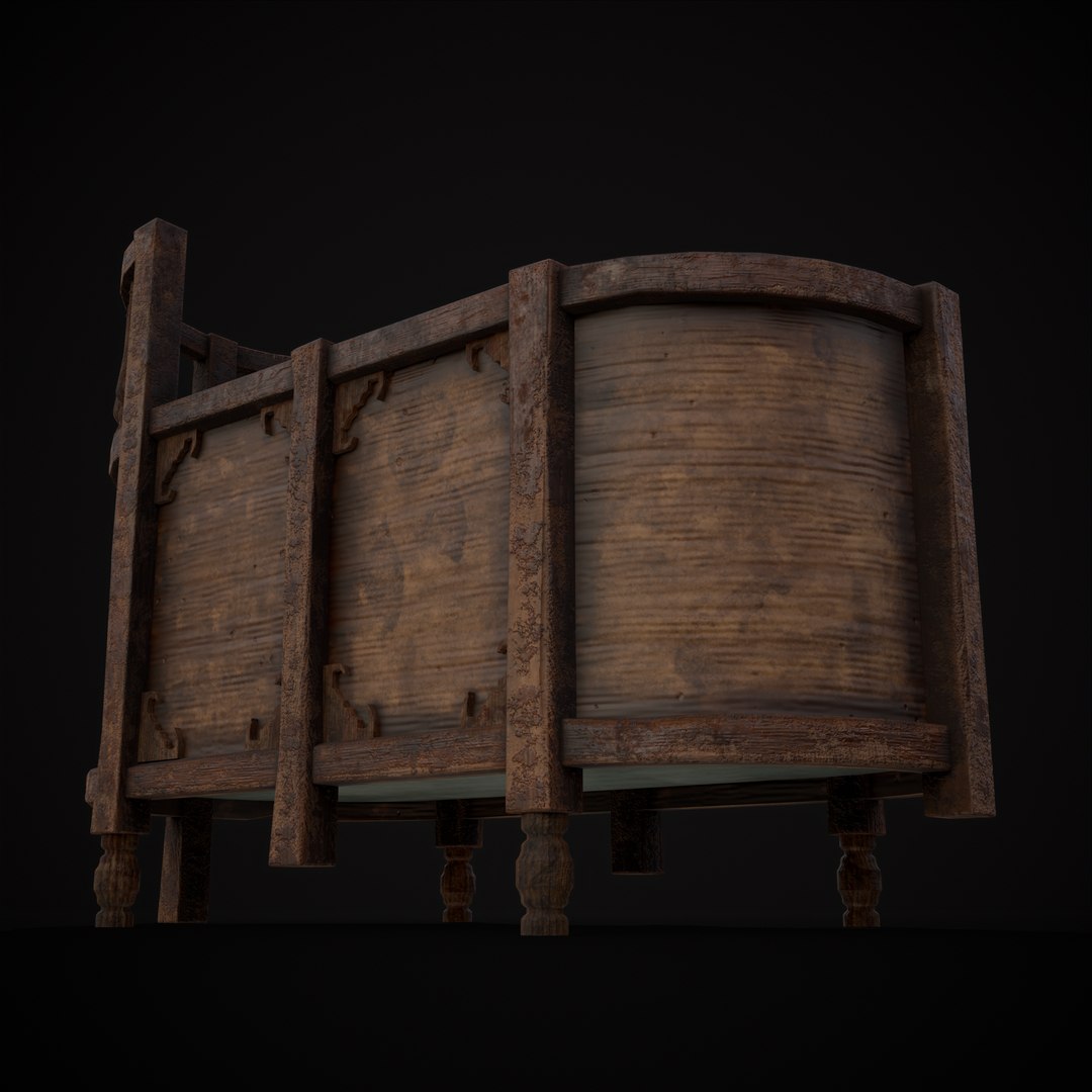 3D model Rustic Medieval Wood Bathtub - TurboSquid 1988522