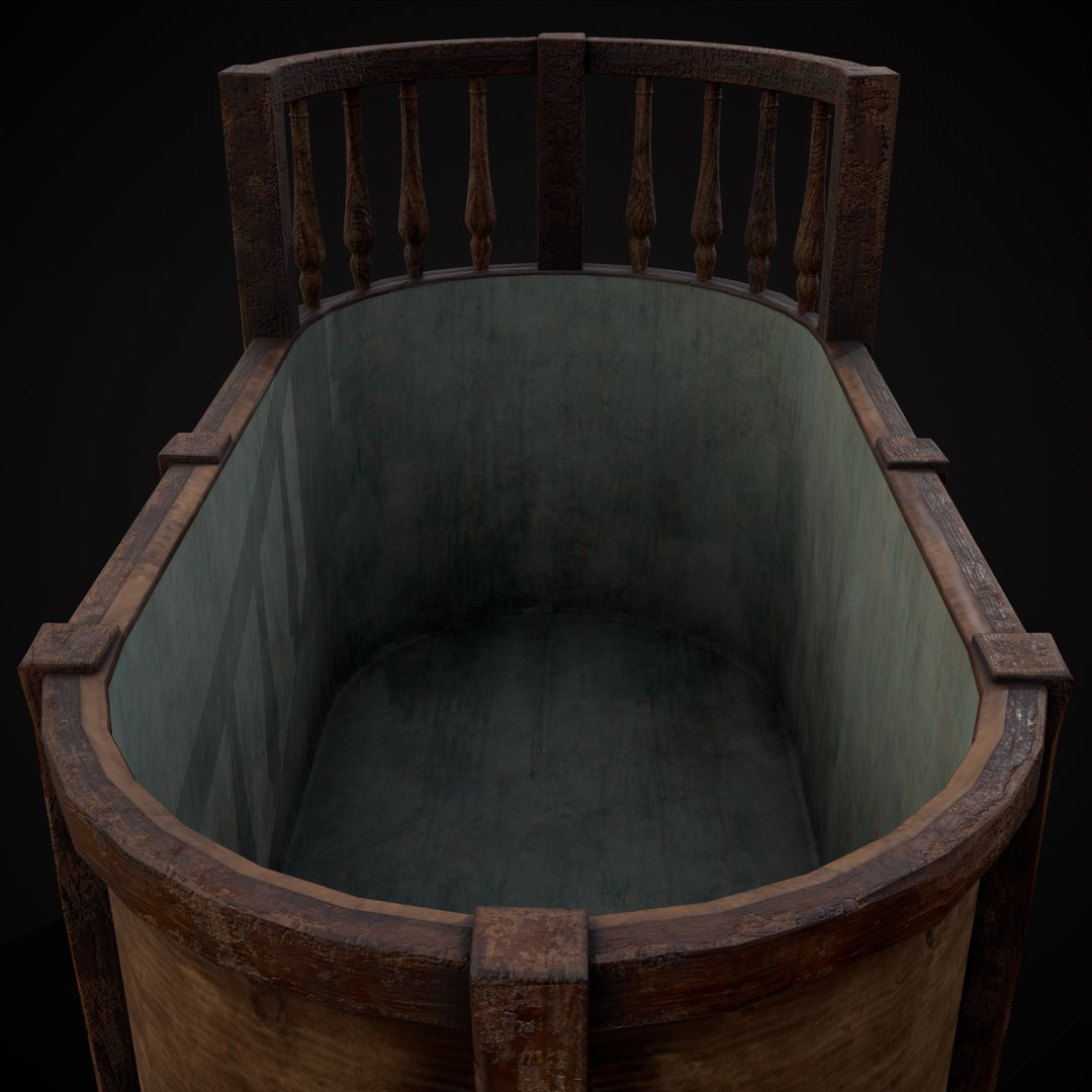 3D Model Rustic Medieval Wood Bathtub - TurboSquid 1988522