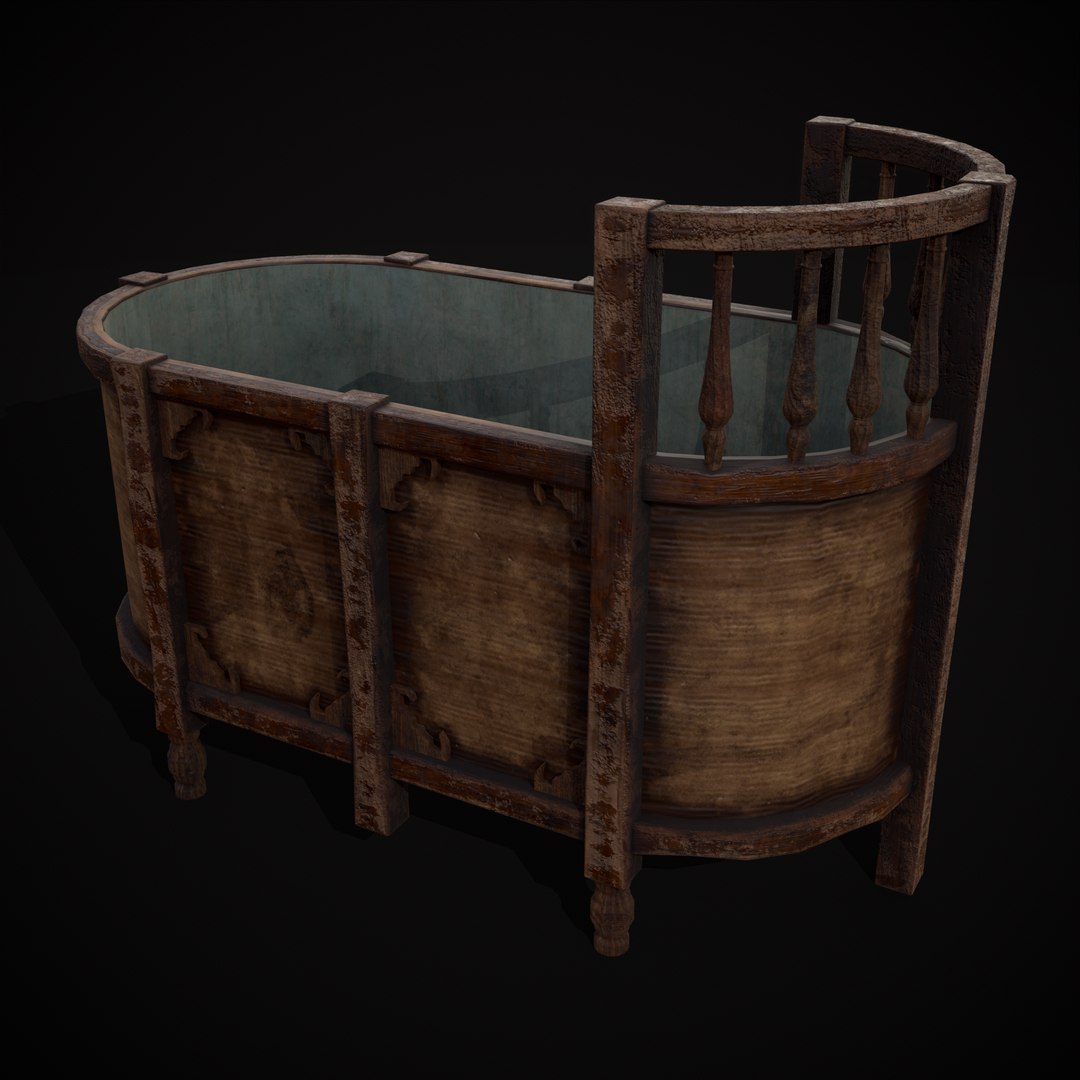 3D Model Rustic Medieval Wood Bathtub - TurboSquid 1988522