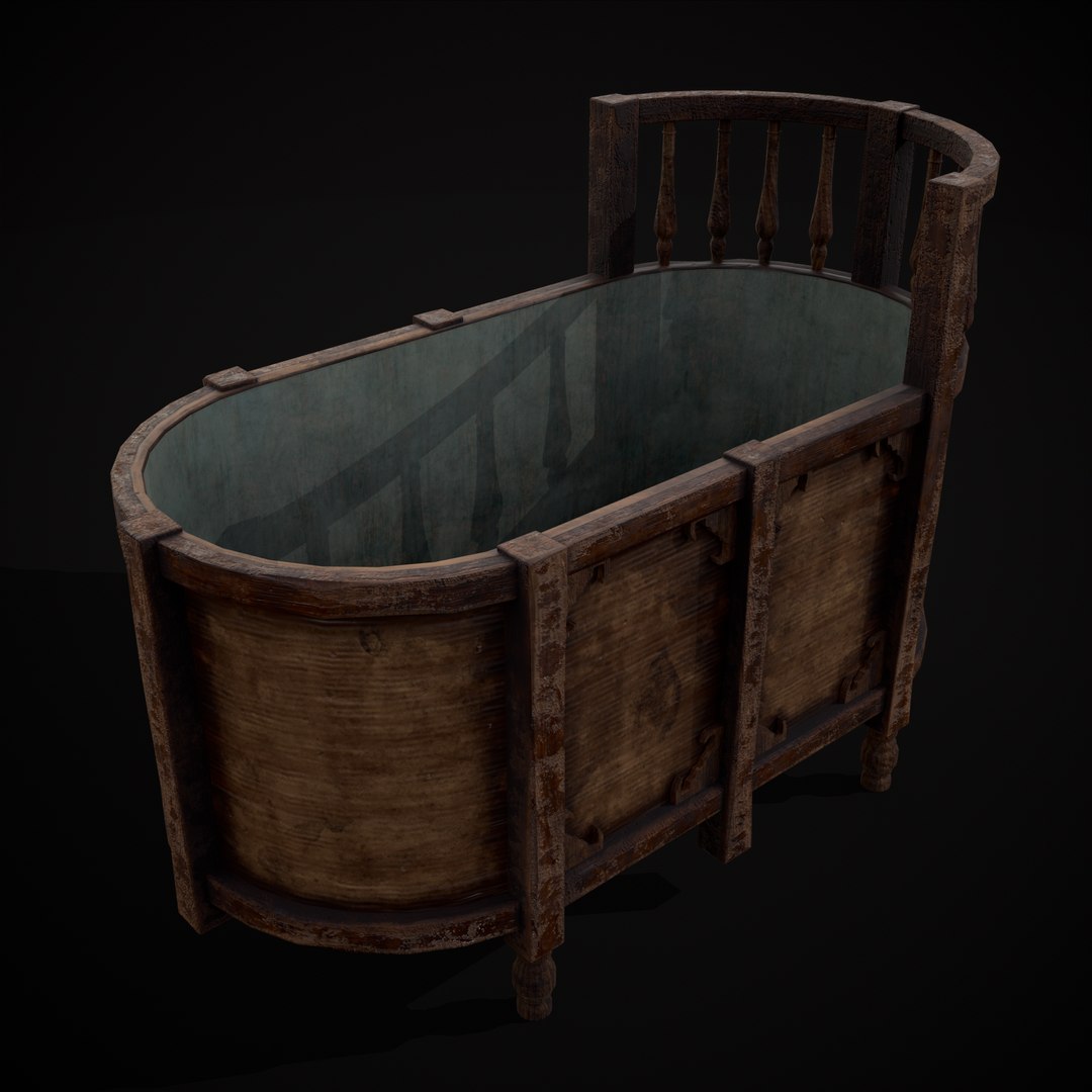 3D Model Rustic Medieval Wood Bathtub - TurboSquid 1988522