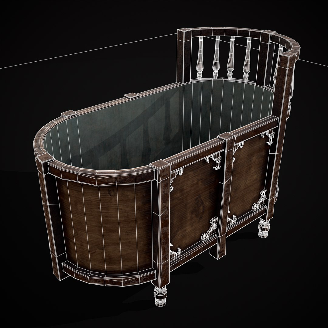3D Model Rustic Medieval Wood Bathtub - TurboSquid 1988522