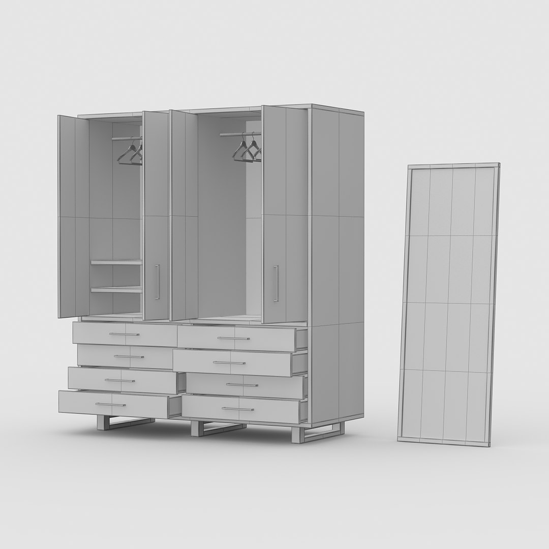3d model closet walnut wood