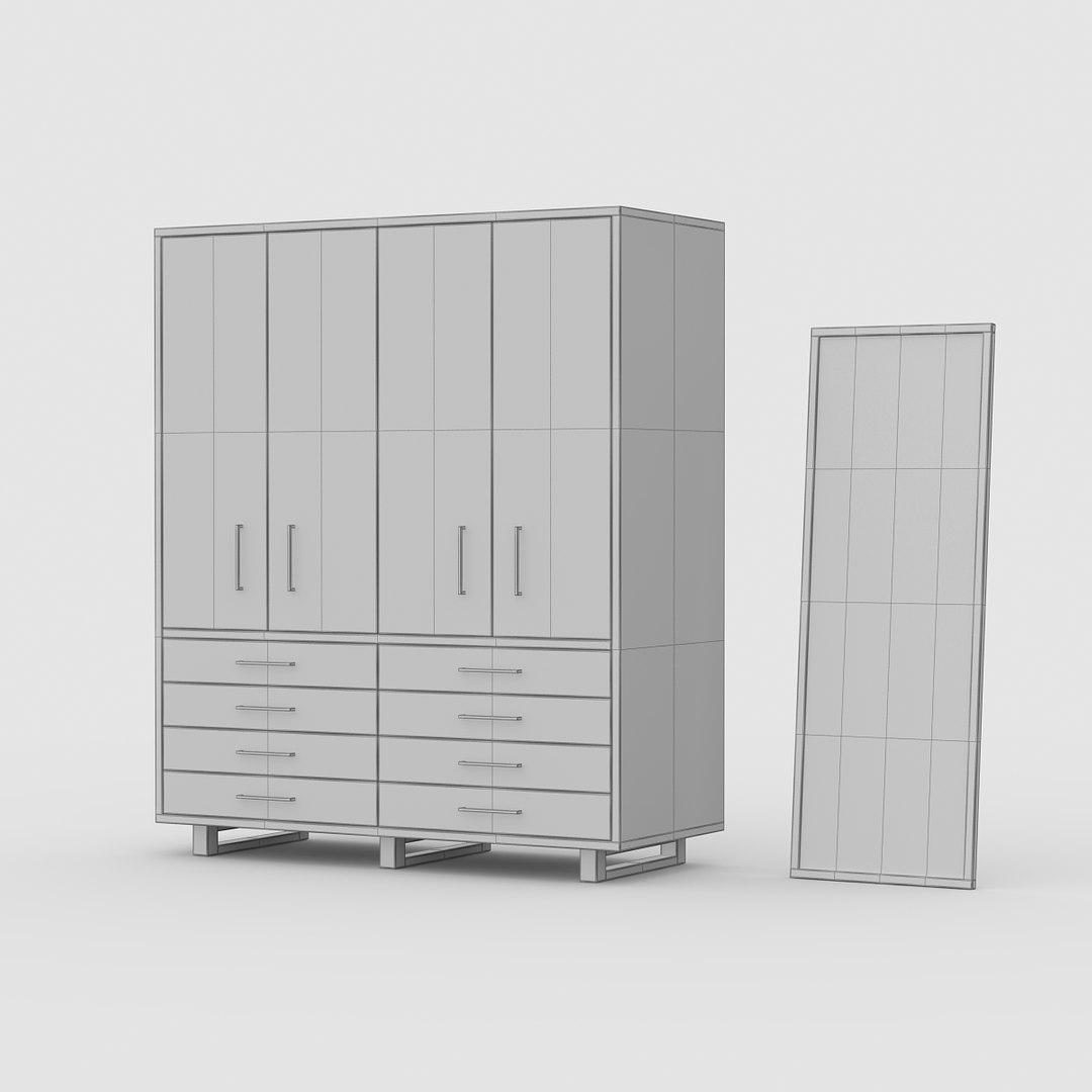 3d model closet walnut wood
