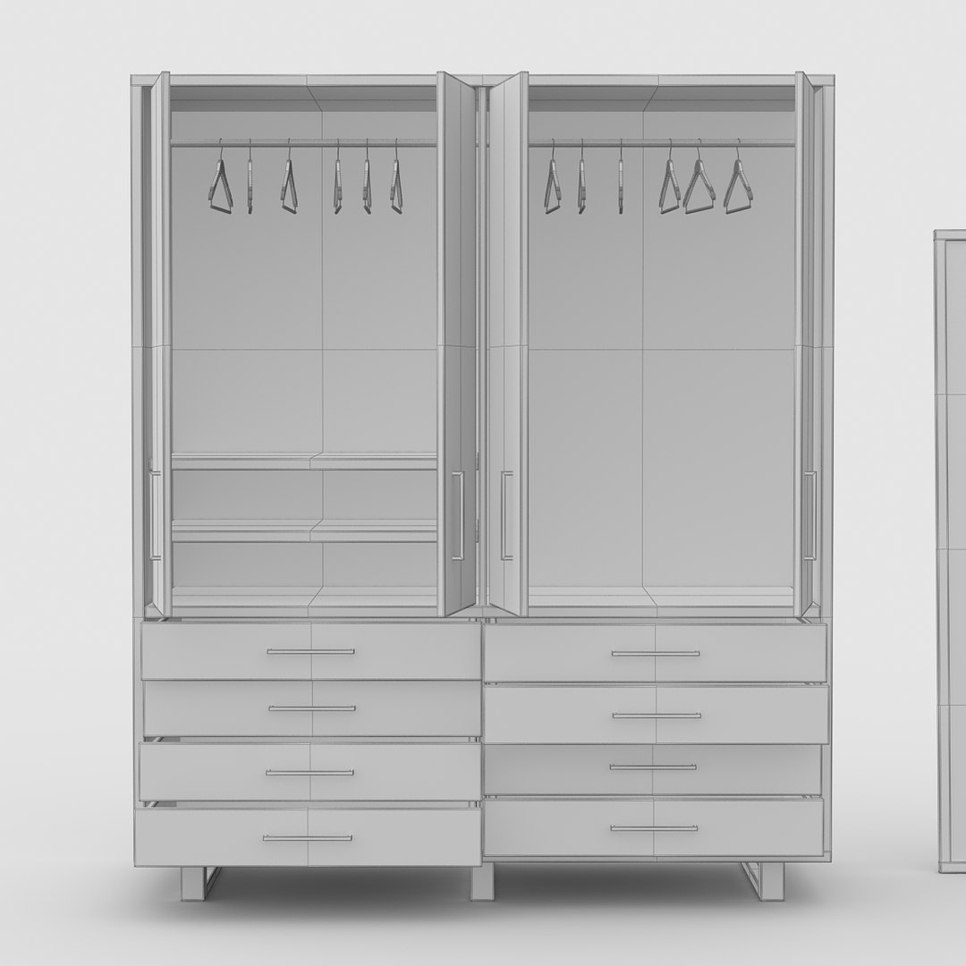 3d model closet walnut wood