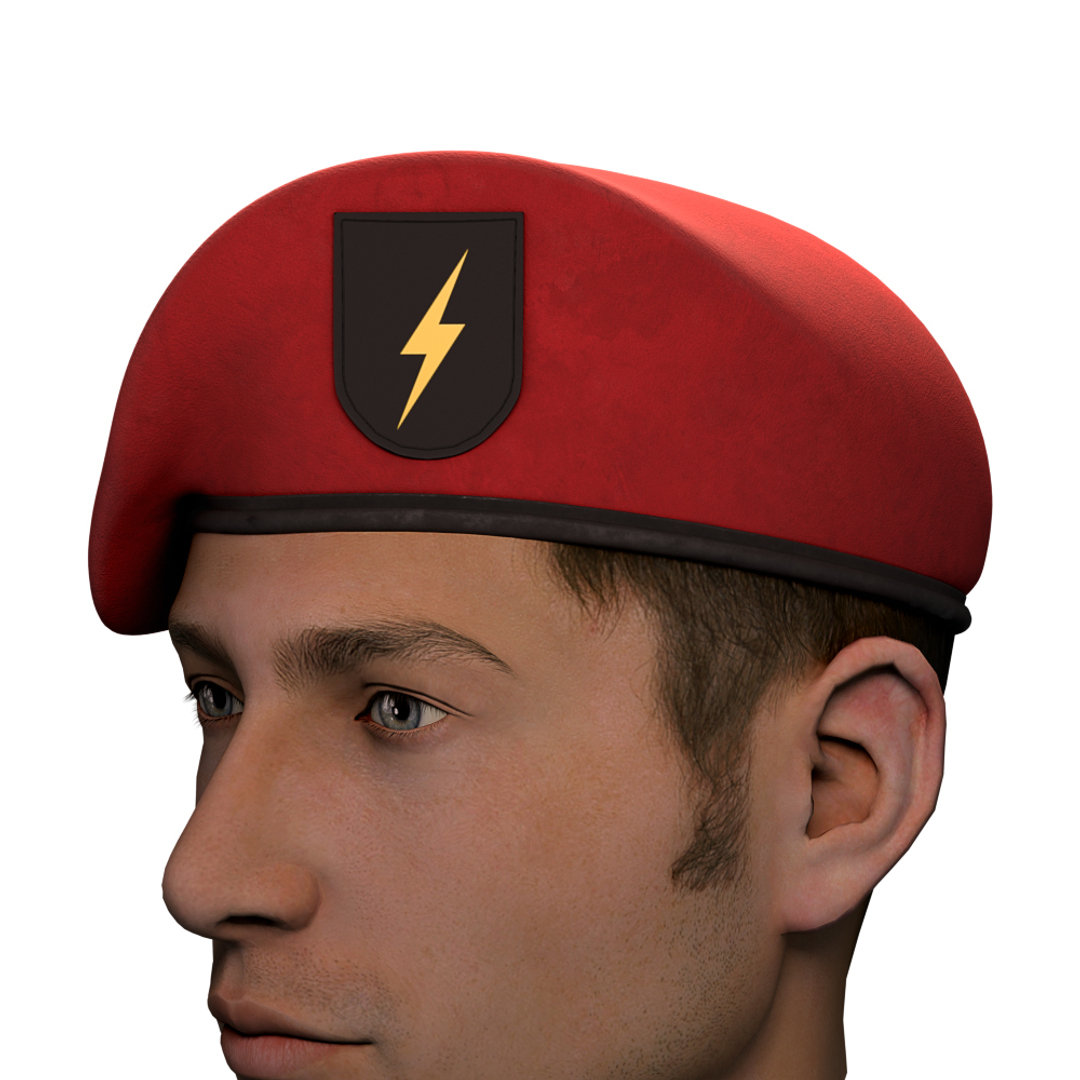 modelo 3d Boina roja militar de las fuerzas especiales del ejército con ...