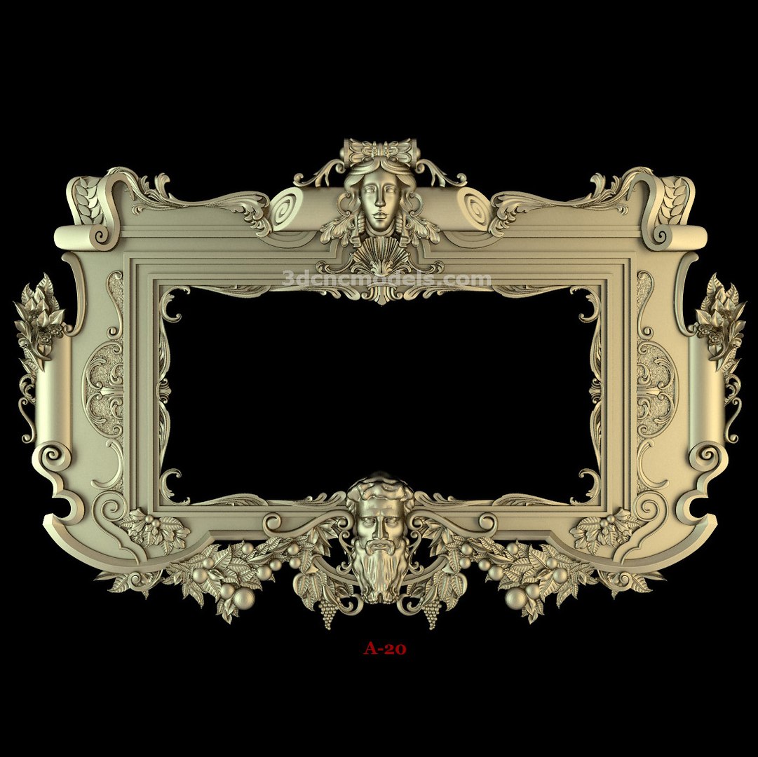 3d mirror frame stl cnc model