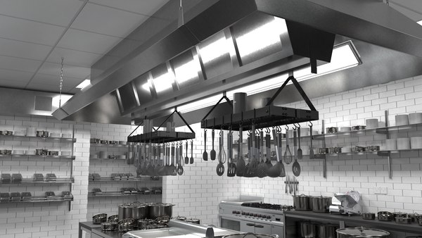 modelo 3d Luces de cocina de restaurante comercial apagadas ...