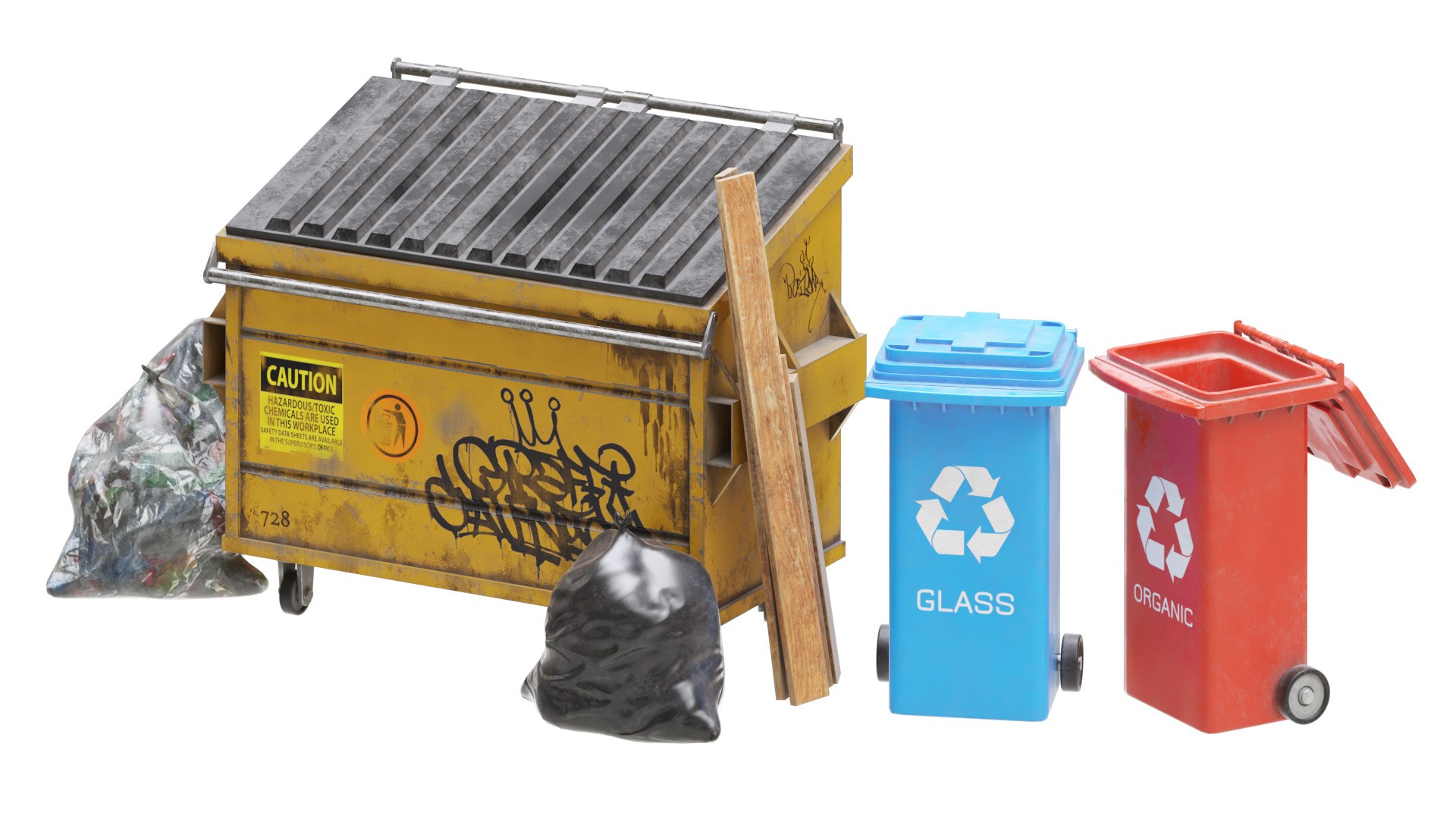 Urban Garbage Collection Low Poly PBR 2 8 3D Model - TurboSquid 1856641