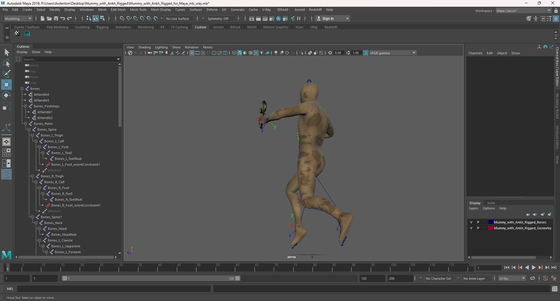 3D Mummy With Ankh Rigged For Maya Model - TurboSquid 2366243
