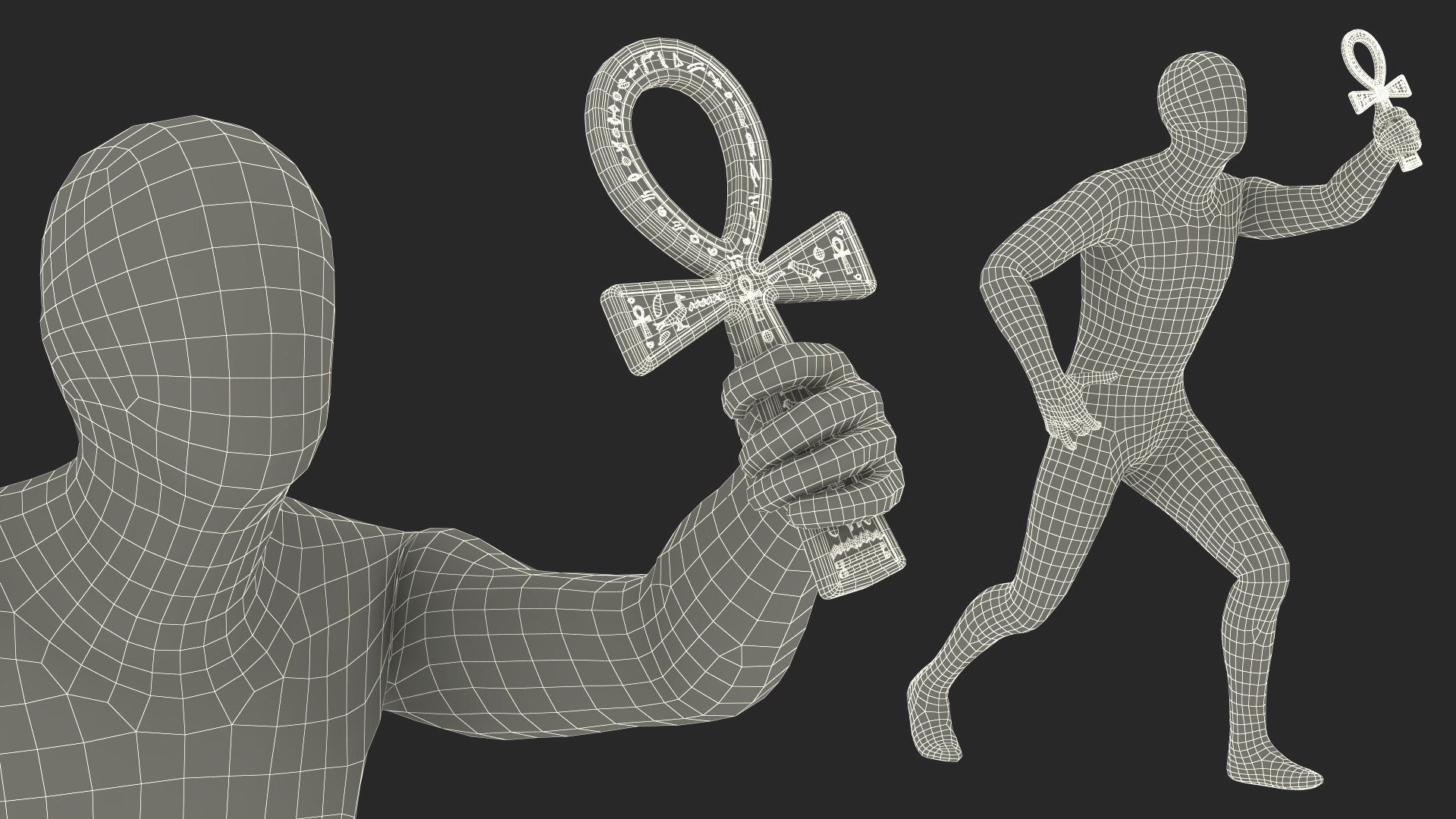 3D Mummy With Ankh Rigged For Maya Model - TurboSquid 2366243
