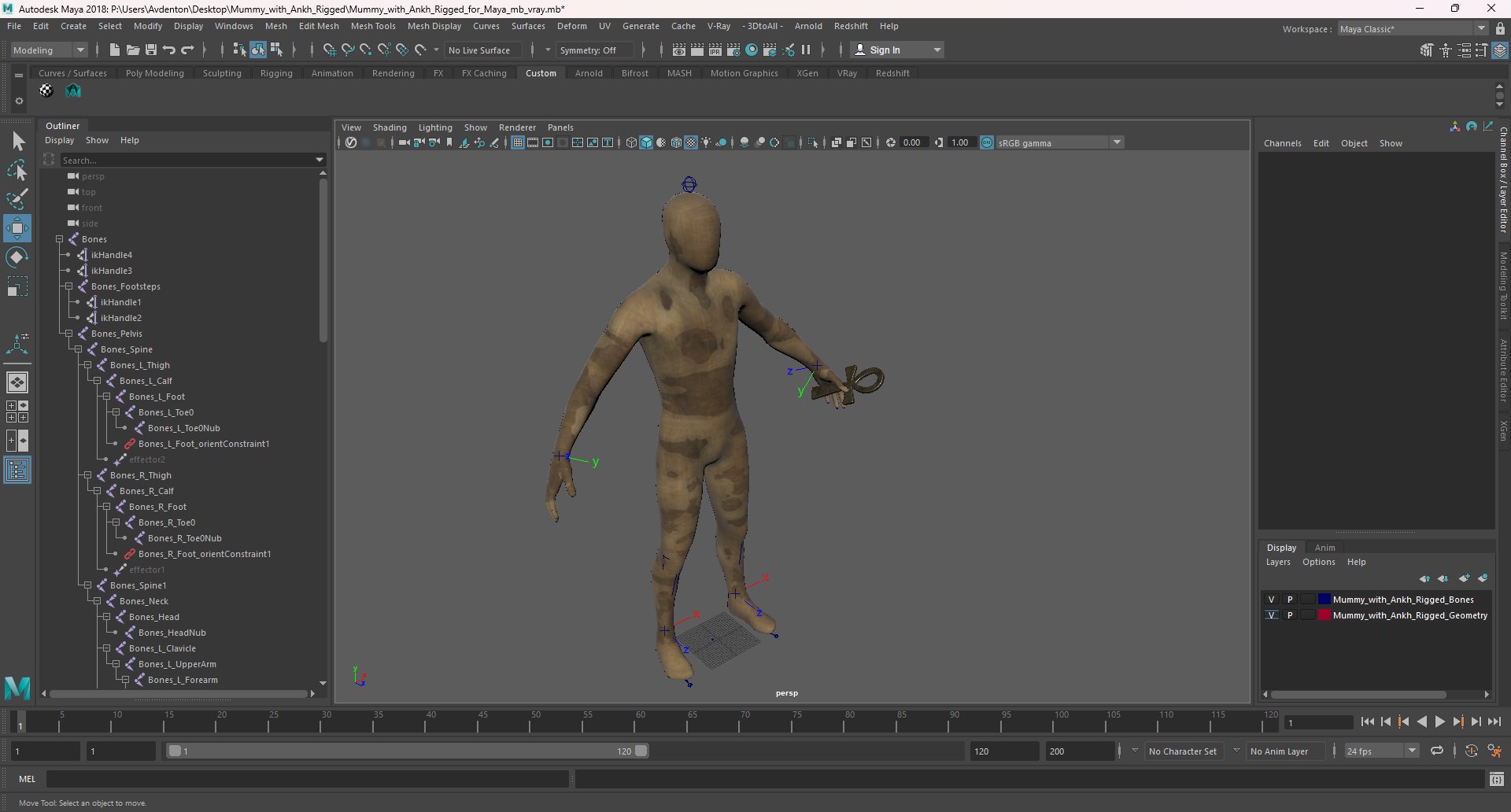 3D Mummy With Ankh Rigged For Maya Model - TurboSquid 2366243