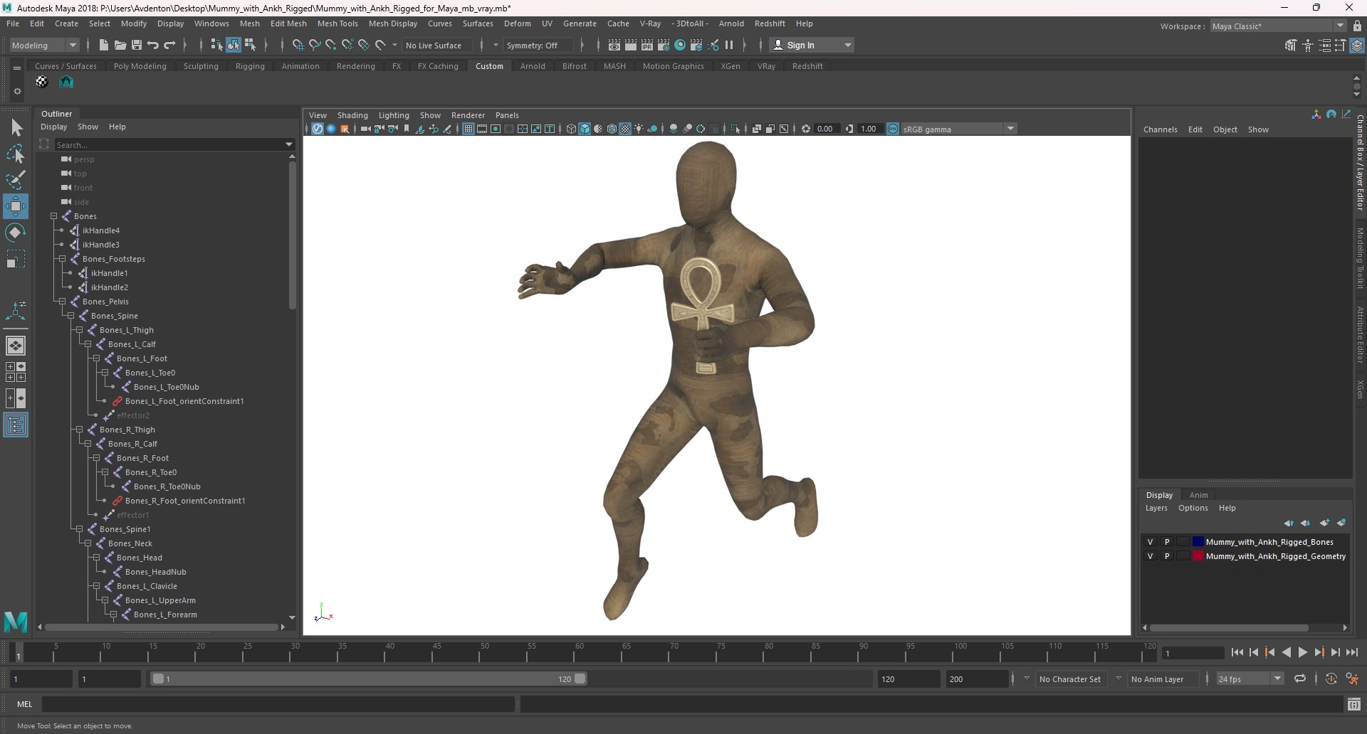 3D Mummy With Ankh Rigged For Maya Model - TurboSquid 2366243