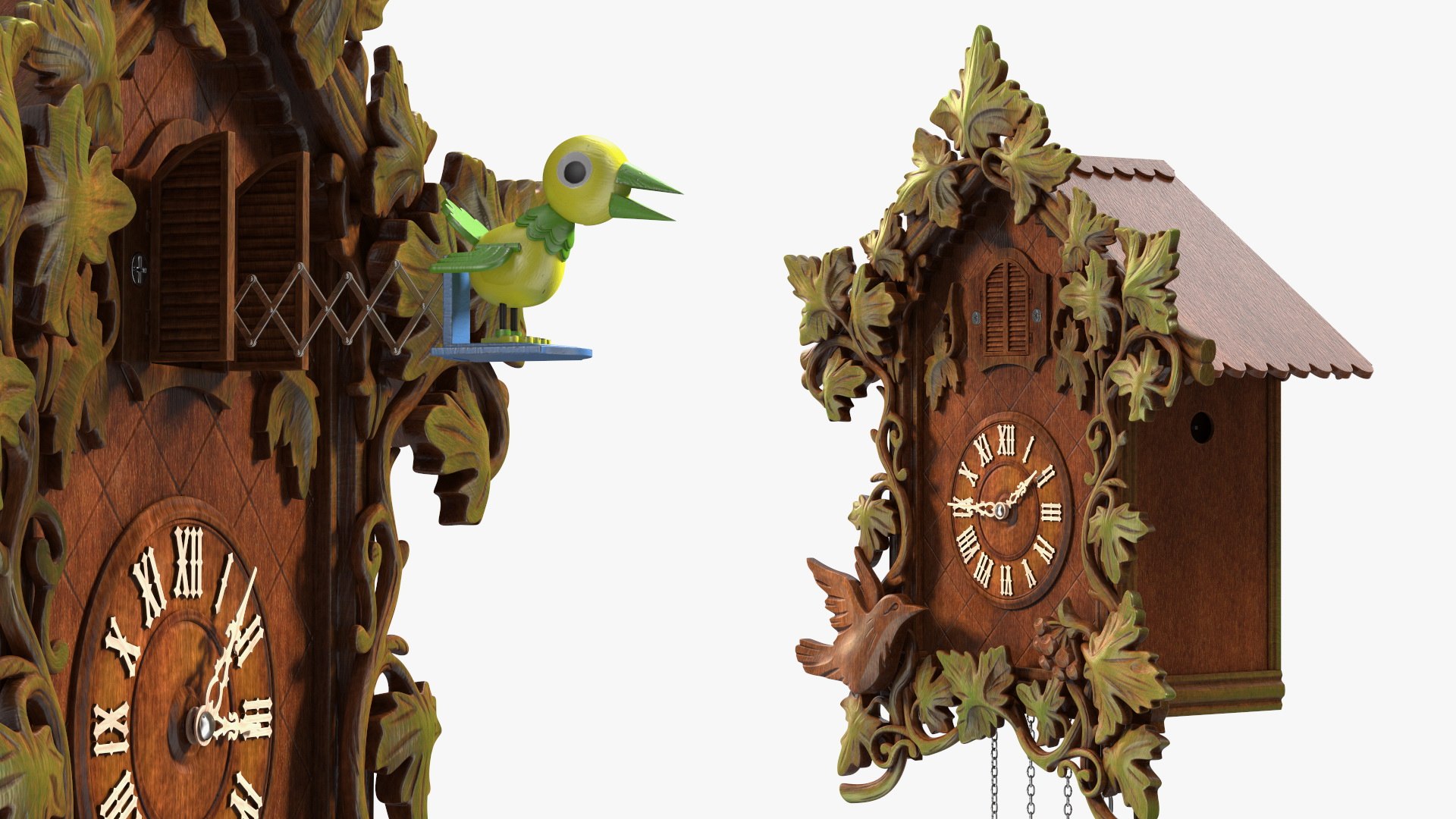 3D Model Colored Wooden Cuckoo Clock Rigged - TurboSquid 1902404