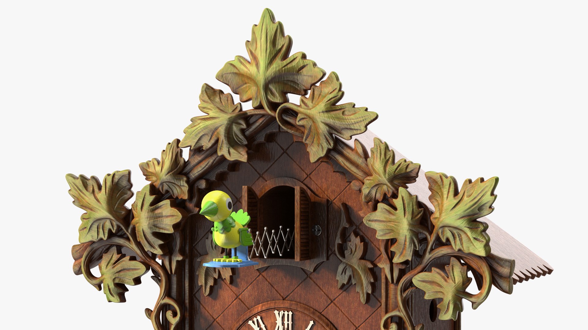 3D Model Colored Wooden Cuckoo Clock Rigged - TurboSquid 1902404